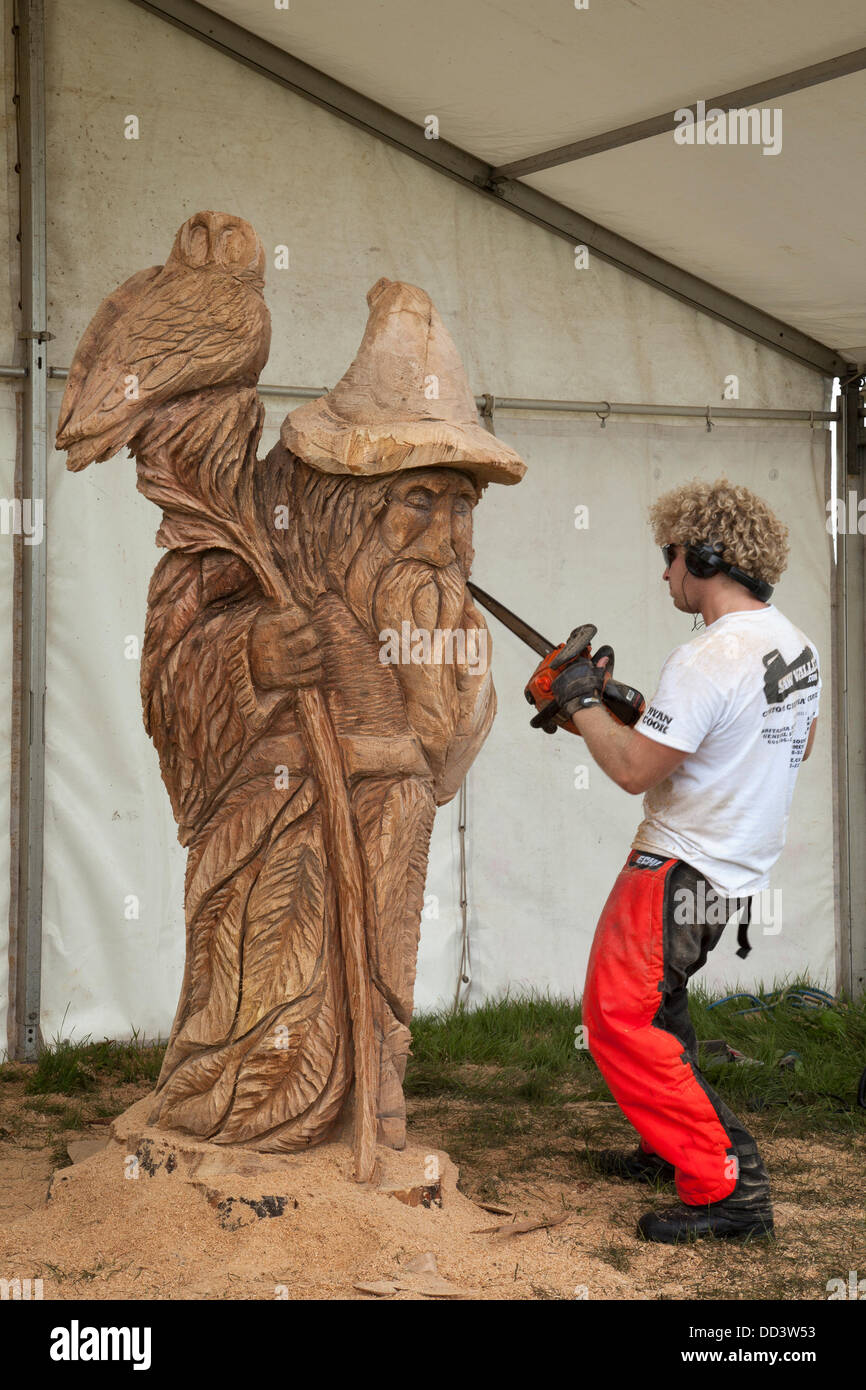 Wizard fantasy fairytale elve old man owl wanderer; Chainsaw Artist ...
