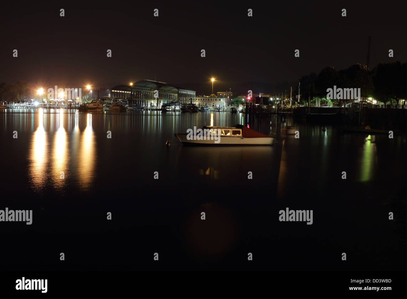 dockyard at night in Arona, Italy Stock Photo - Alamy