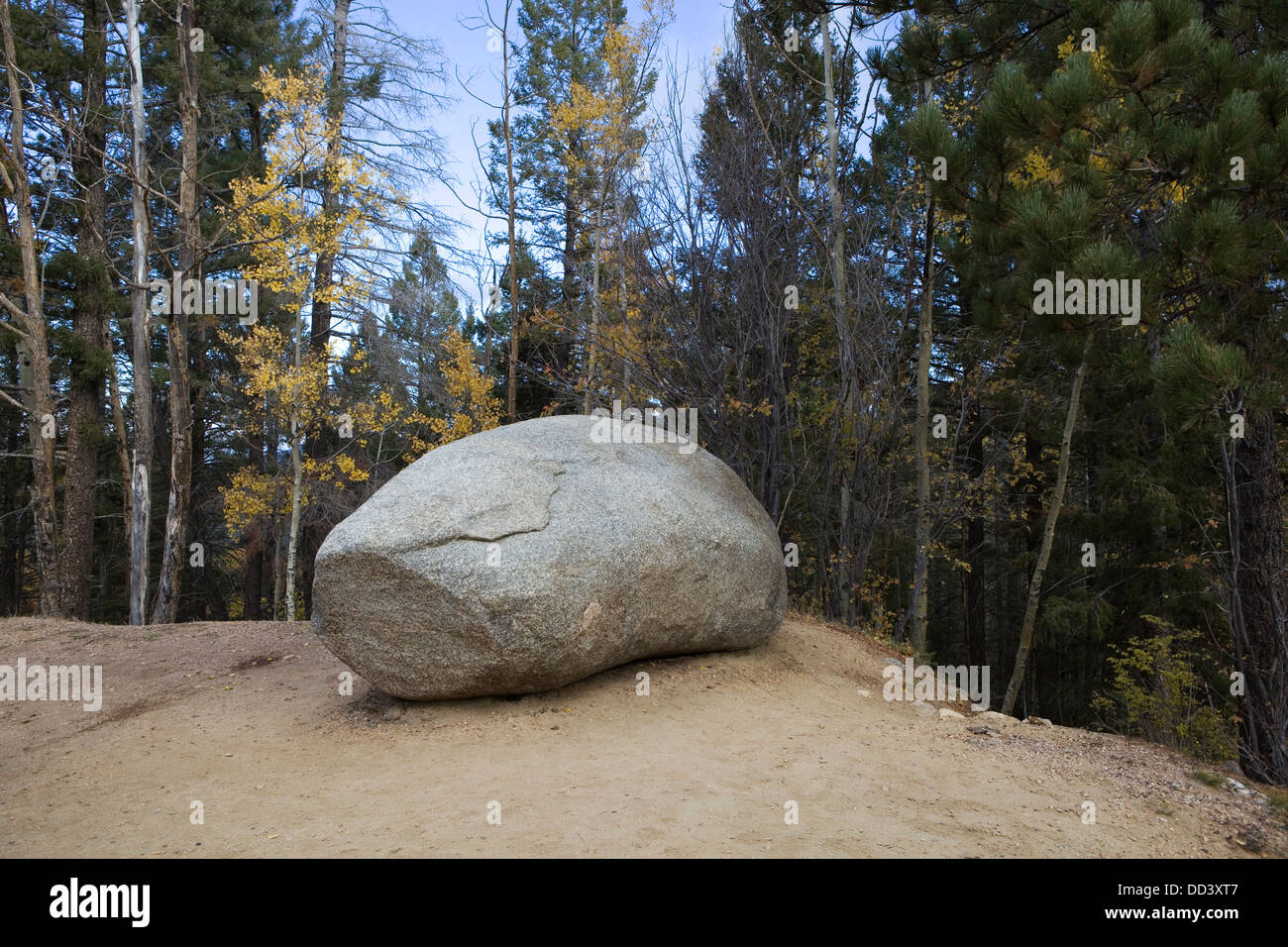A boulder in the Sangre de Cristo mountains near the Santa Fe Ski Area ...