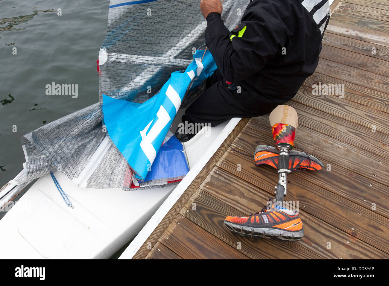 Sailors with disabilities competing at a sailing race in a Sonar Dinghy ...