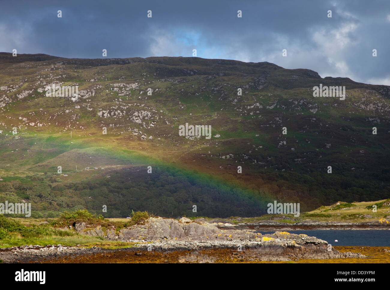 A Rainbow Reflected On A Hill; Highlands, Scotland Stock Photo - Alamy