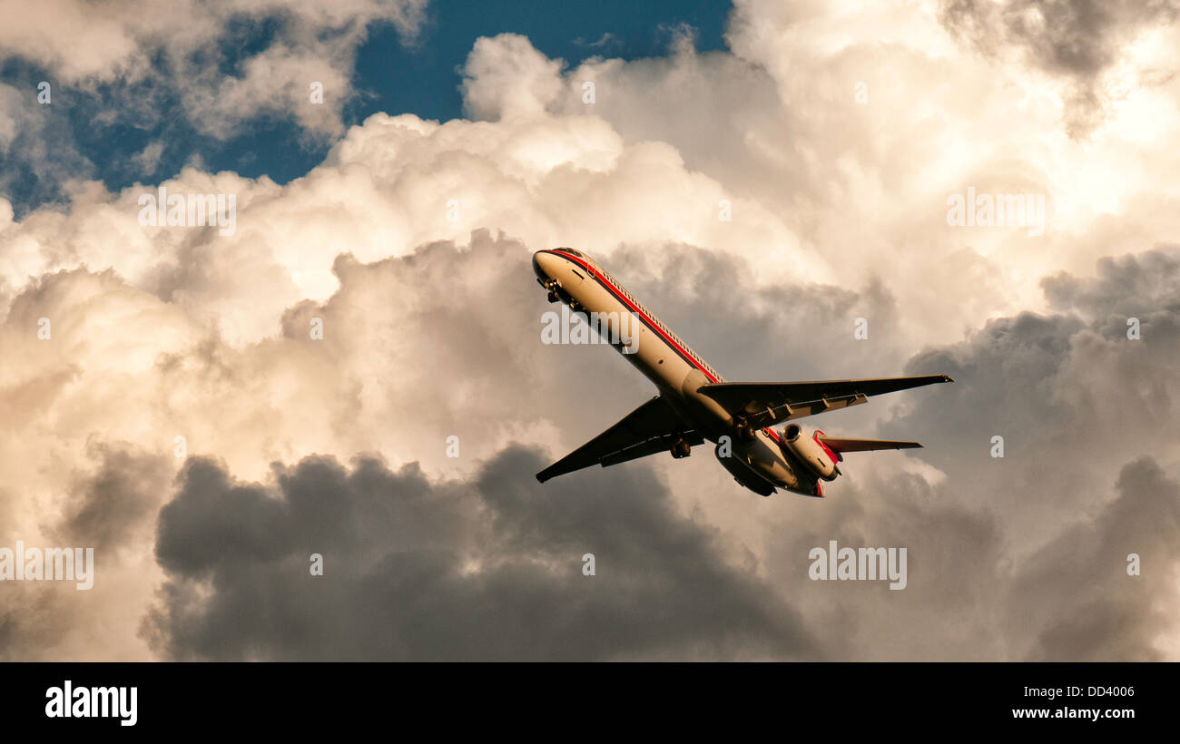 A Meridian jetliner during landing phase at Linate airport Stock Photo ...