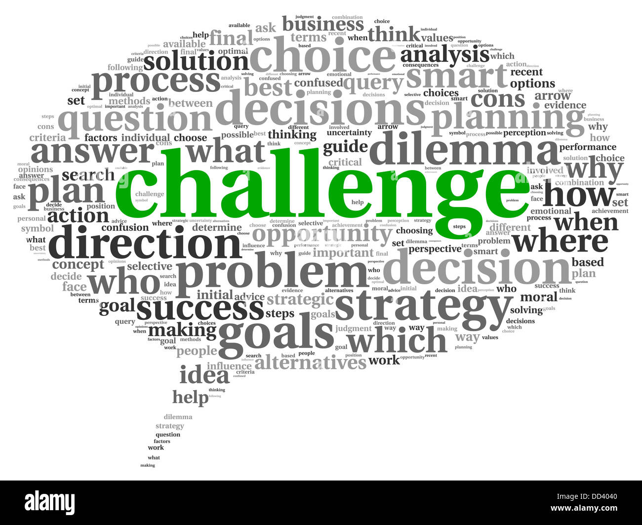 Challenge concept in word tag cloud of speking bubble shape Stock Photo ...