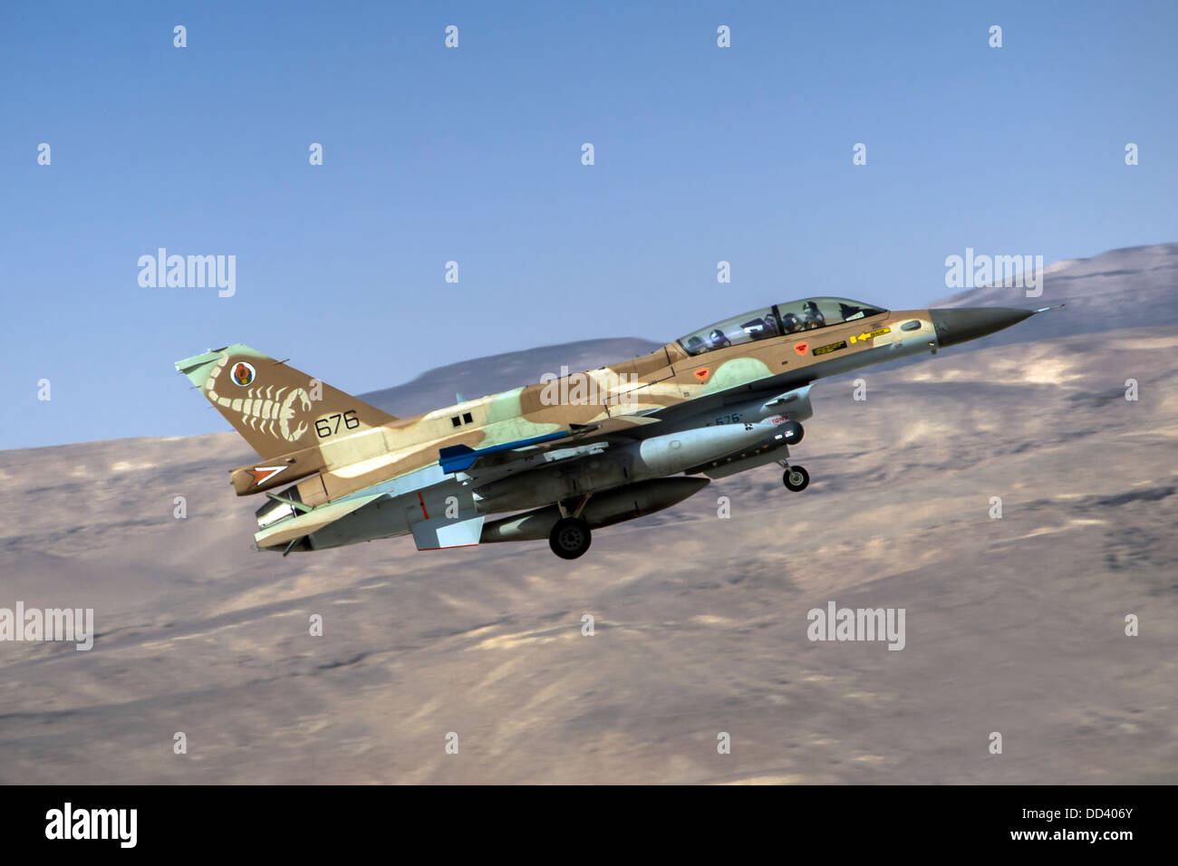 Israeli Air Force (IAF) F-16D (Barak) Fighter jet in flight Stock Photo ...