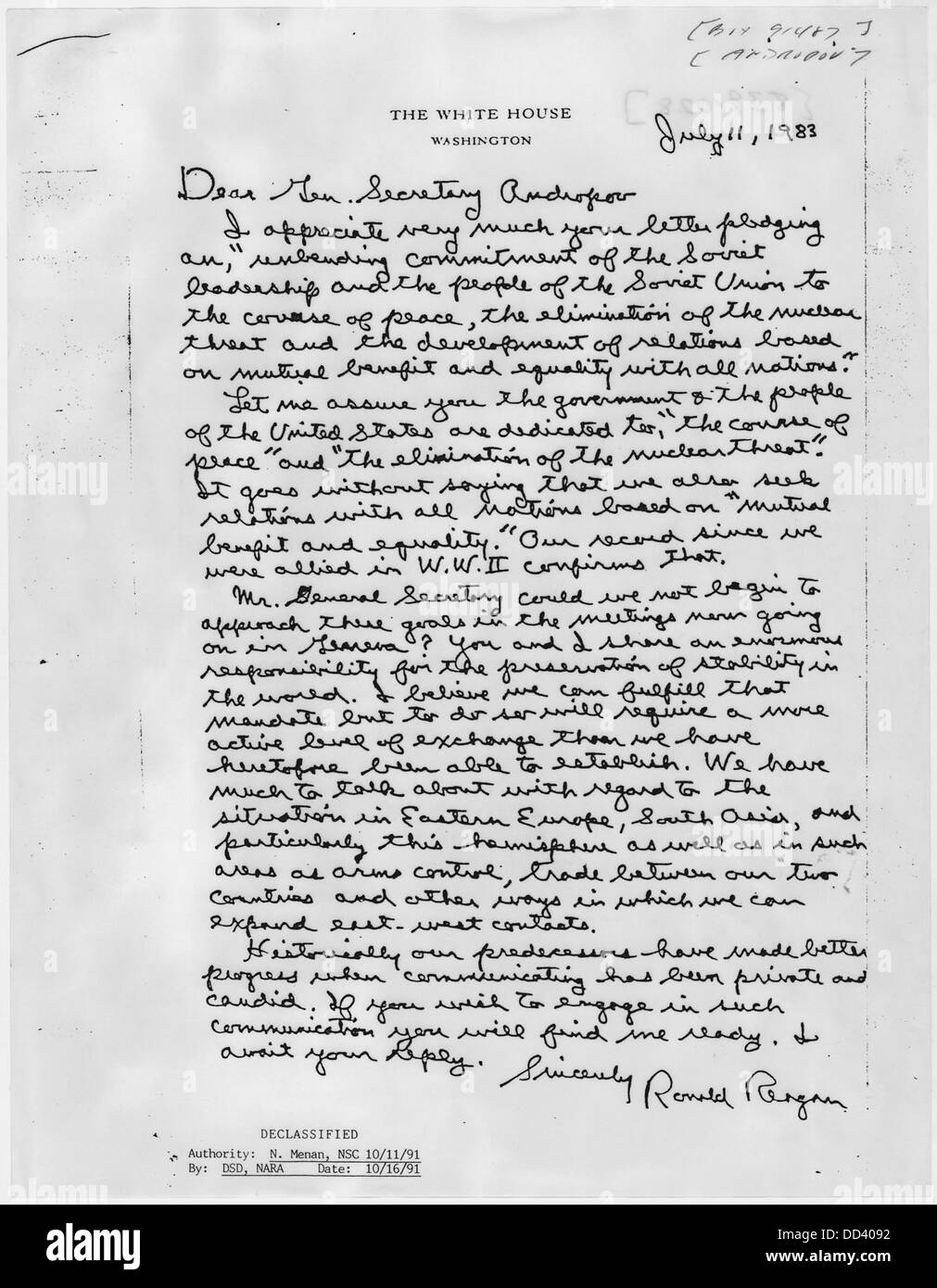 Ronald Reagan's Notes on December 1981 Brezhnev Cable re Poland ...