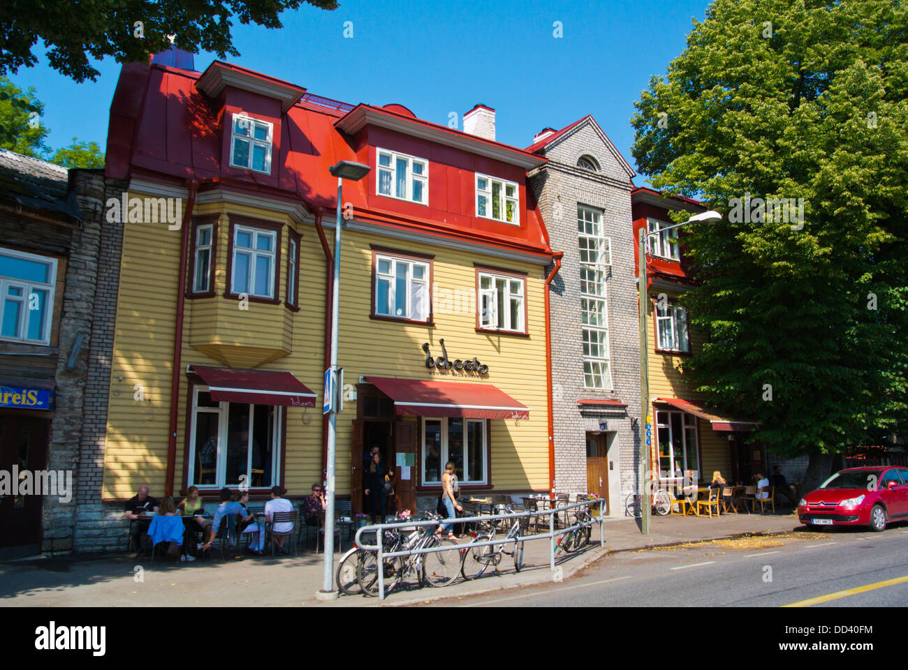 Boheem cafe restaurant exterior Kopli street Kalamaja district Tallinn ...