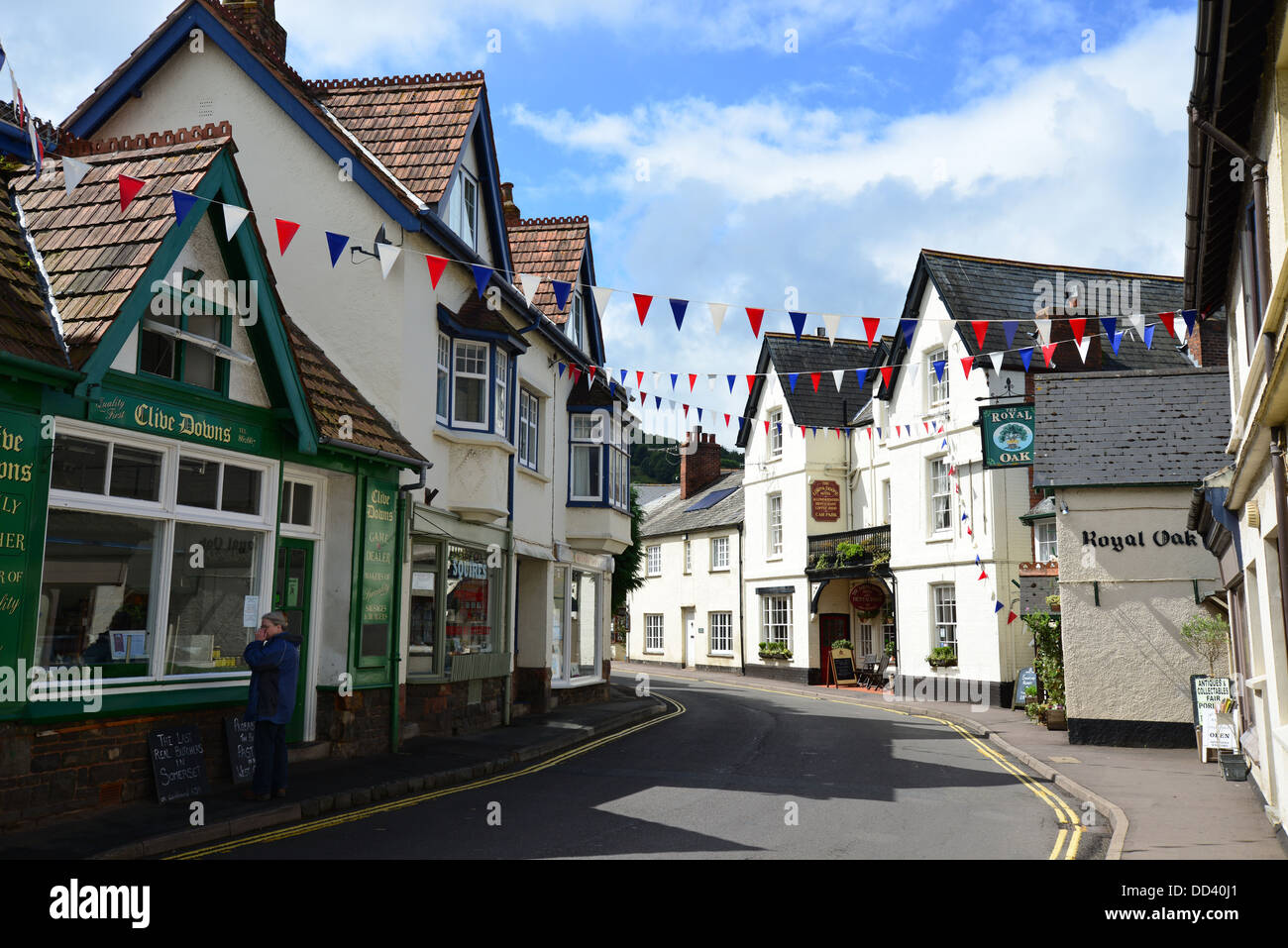 High Street, Porlock, Exmoor National Park, Somerset, England, United ...