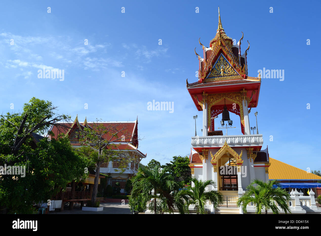 The Wat bell tower with thai style roof Stock Photo - Alamy
