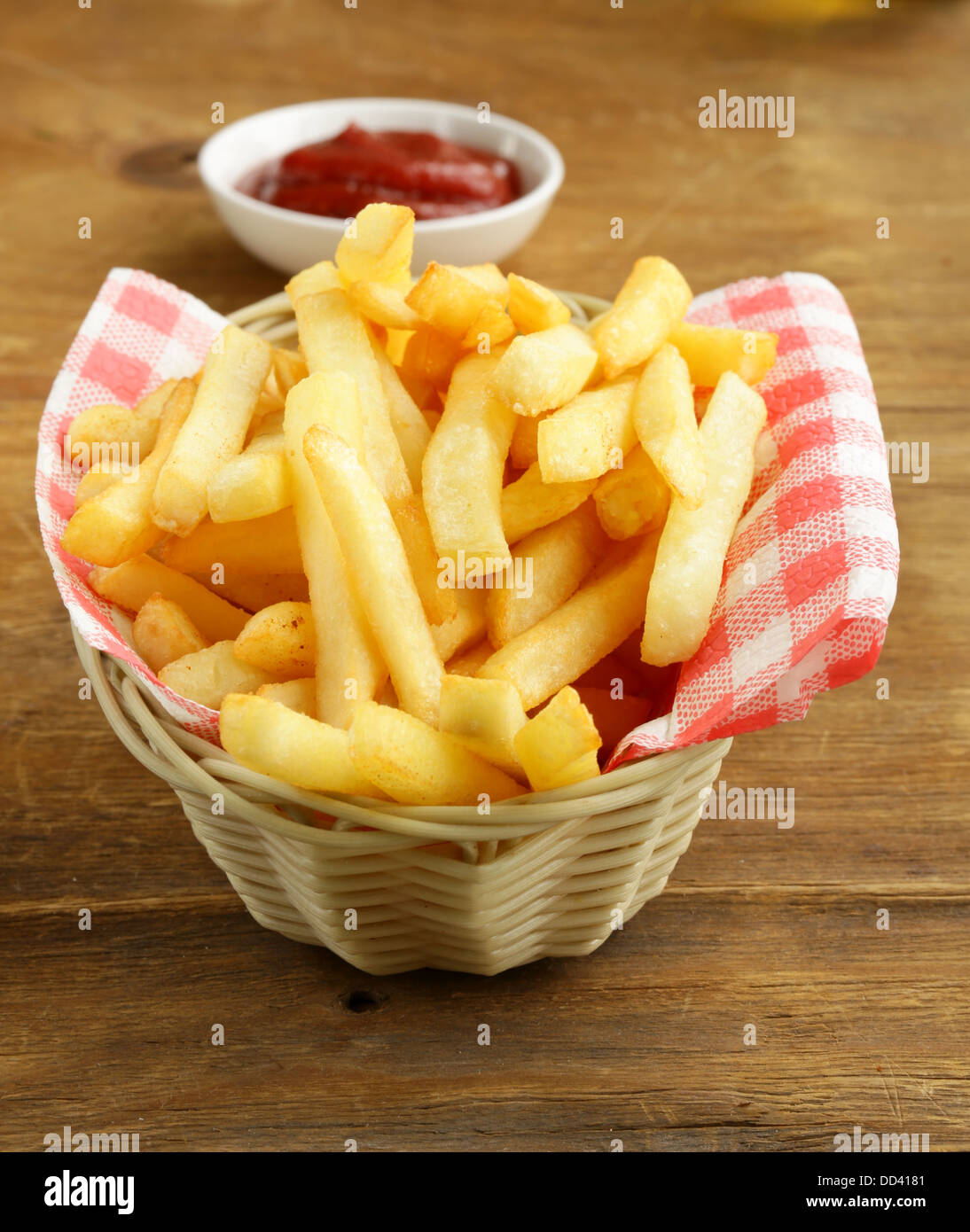 Traditional French fries with ketchup Stock Photo - Alamy
