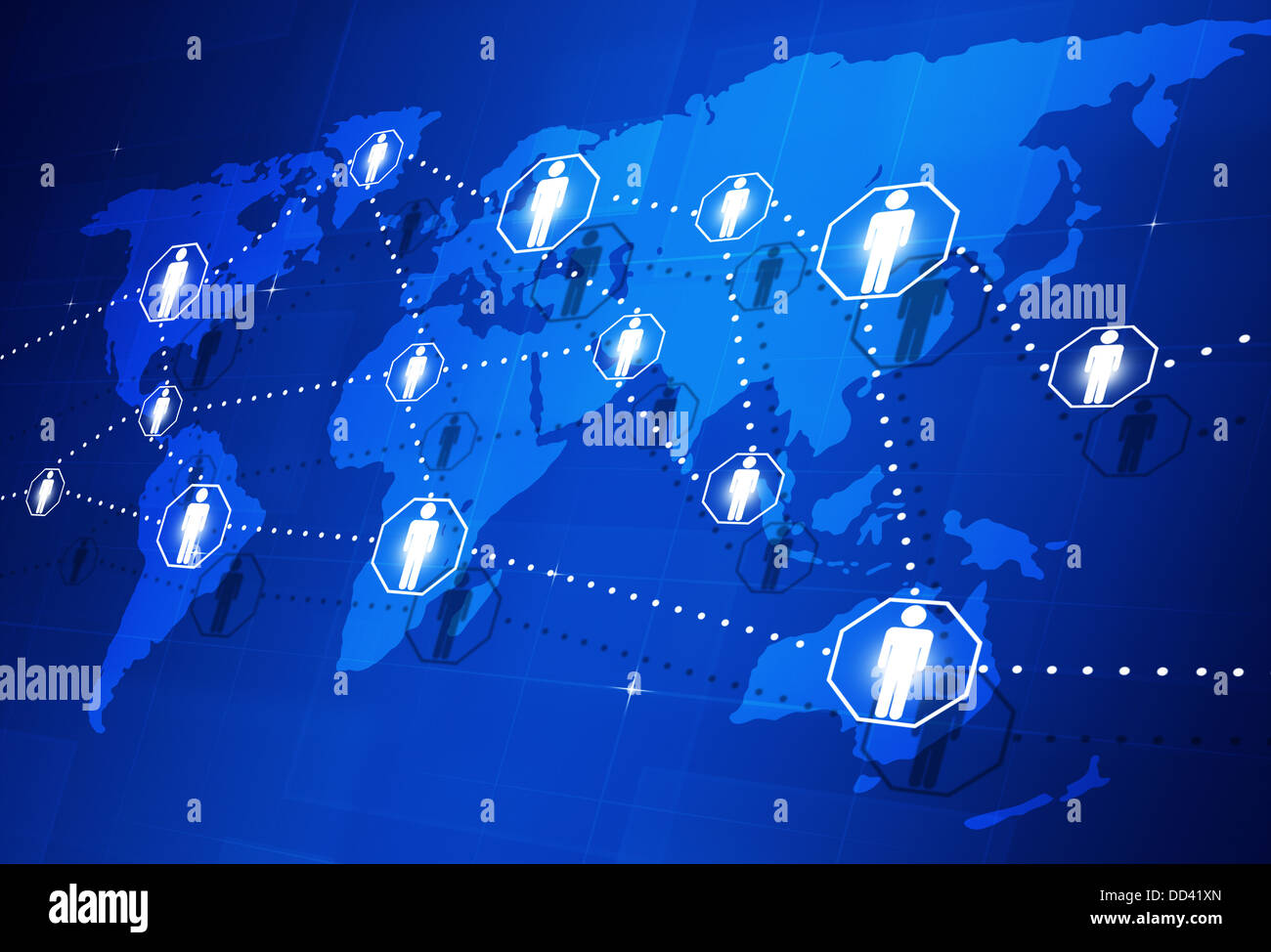 abstract global people connection concept on the world map Stock Photo ...