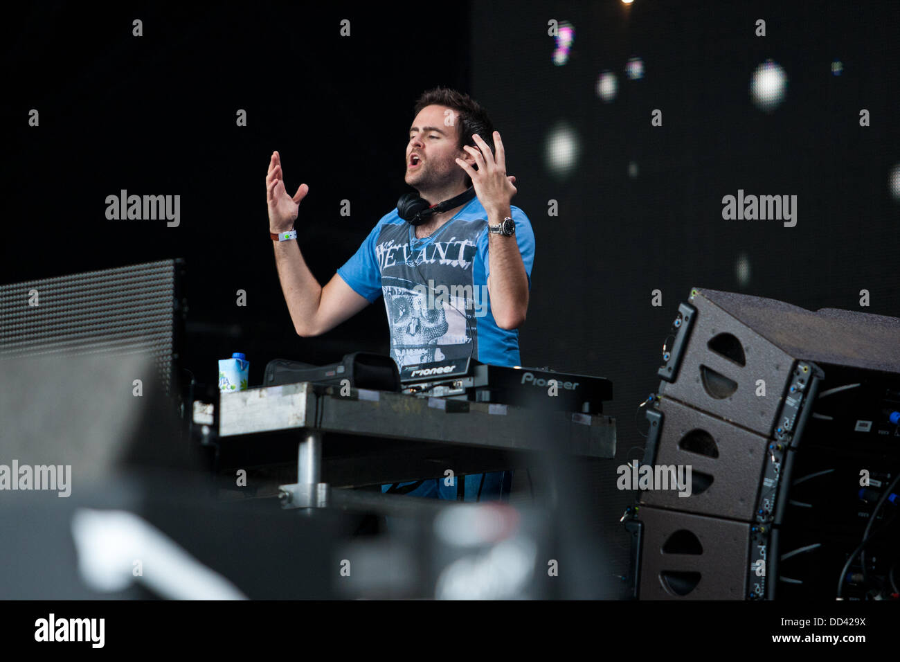 London, UK. 24th Aug, 2013. UK DJ Gareth Emery pictured performing ...