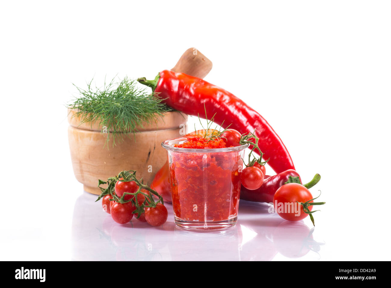 adjika fresh grated red pepper and chili Stock Photo - Alamy