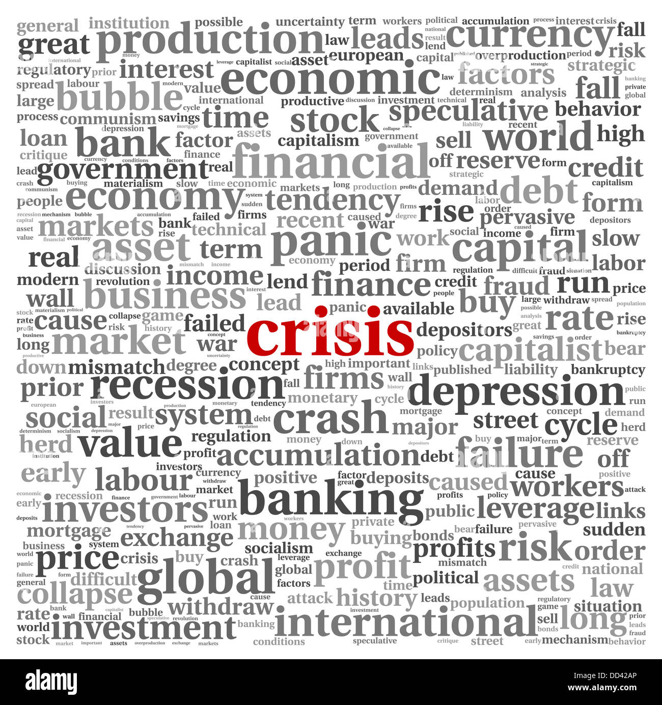 Crisis concept in word tag cloud on white background Stock Photo - Alamy