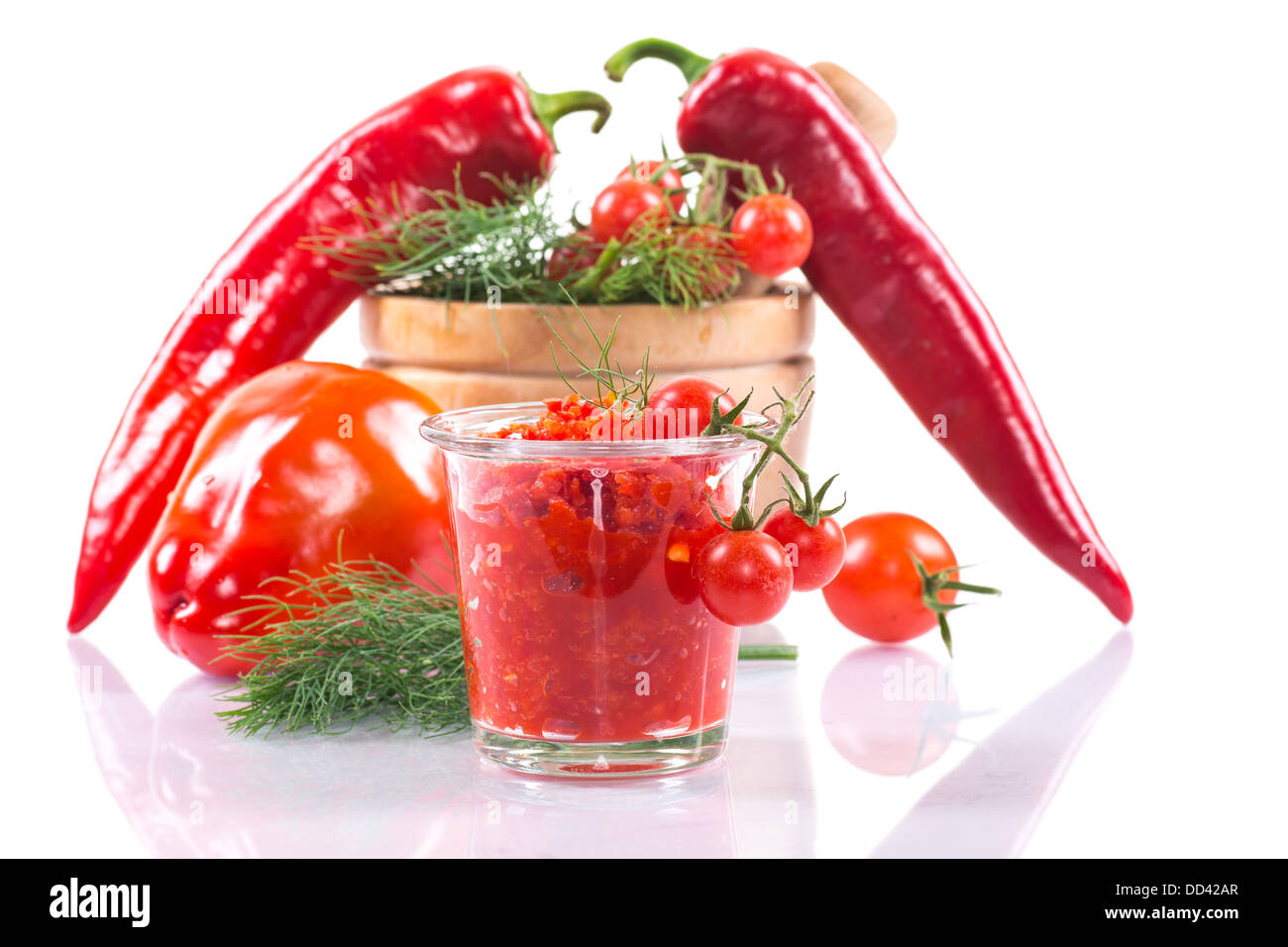 adjika fresh grated red pepper and chili Stock Photo - Alamy