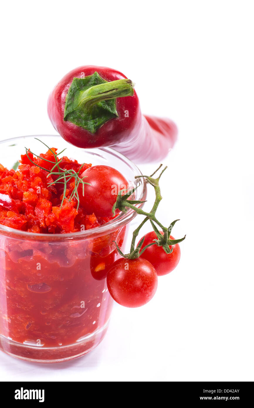 adjika fresh grated red pepper and chili Stock Photo - Alamy