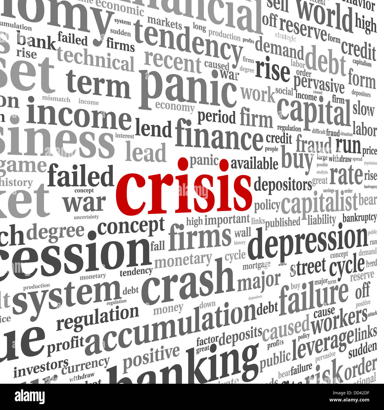 Crisis concept in word tag cloud on white background Stock Photo - Alamy