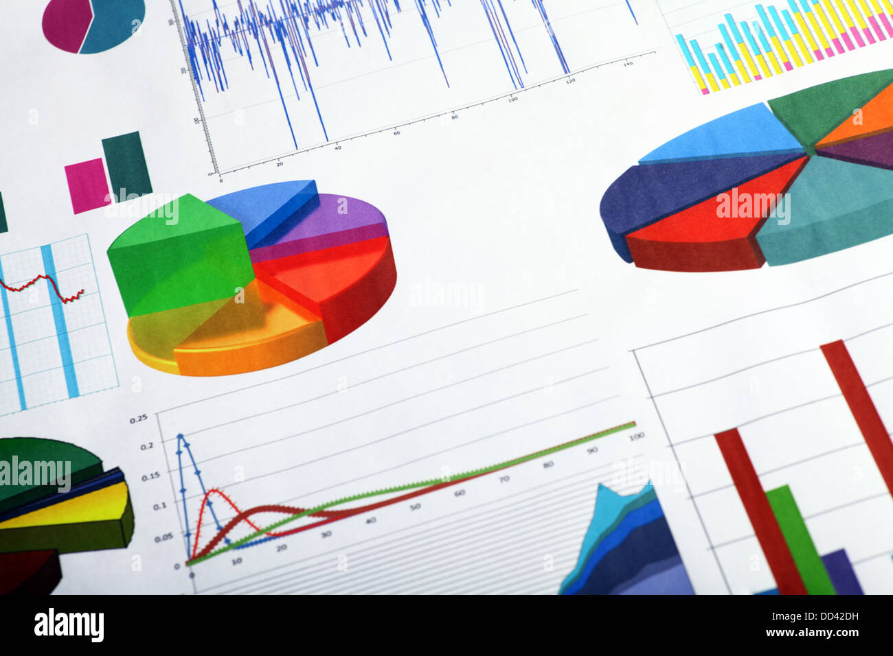 Detail on some graphic charts printed on paper Stock Photo - Alamy