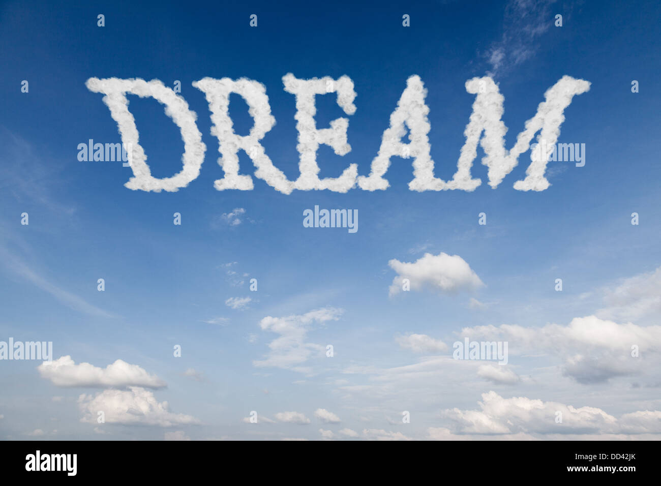 Dream concept text in clouds on blue sky Stock Photo - Alamy