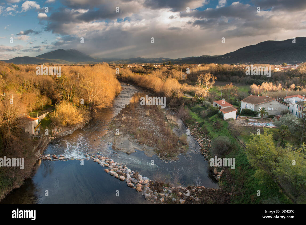 View over River Tech from Pont du Diable, Ceret, Pyrénées Orientales ...