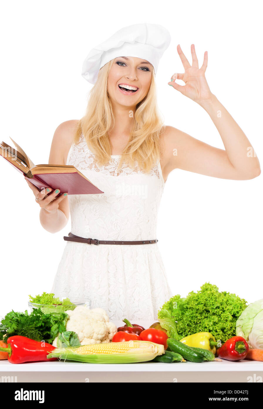 Woman cookbook kitchen hi-res stock photography and images - Alamy