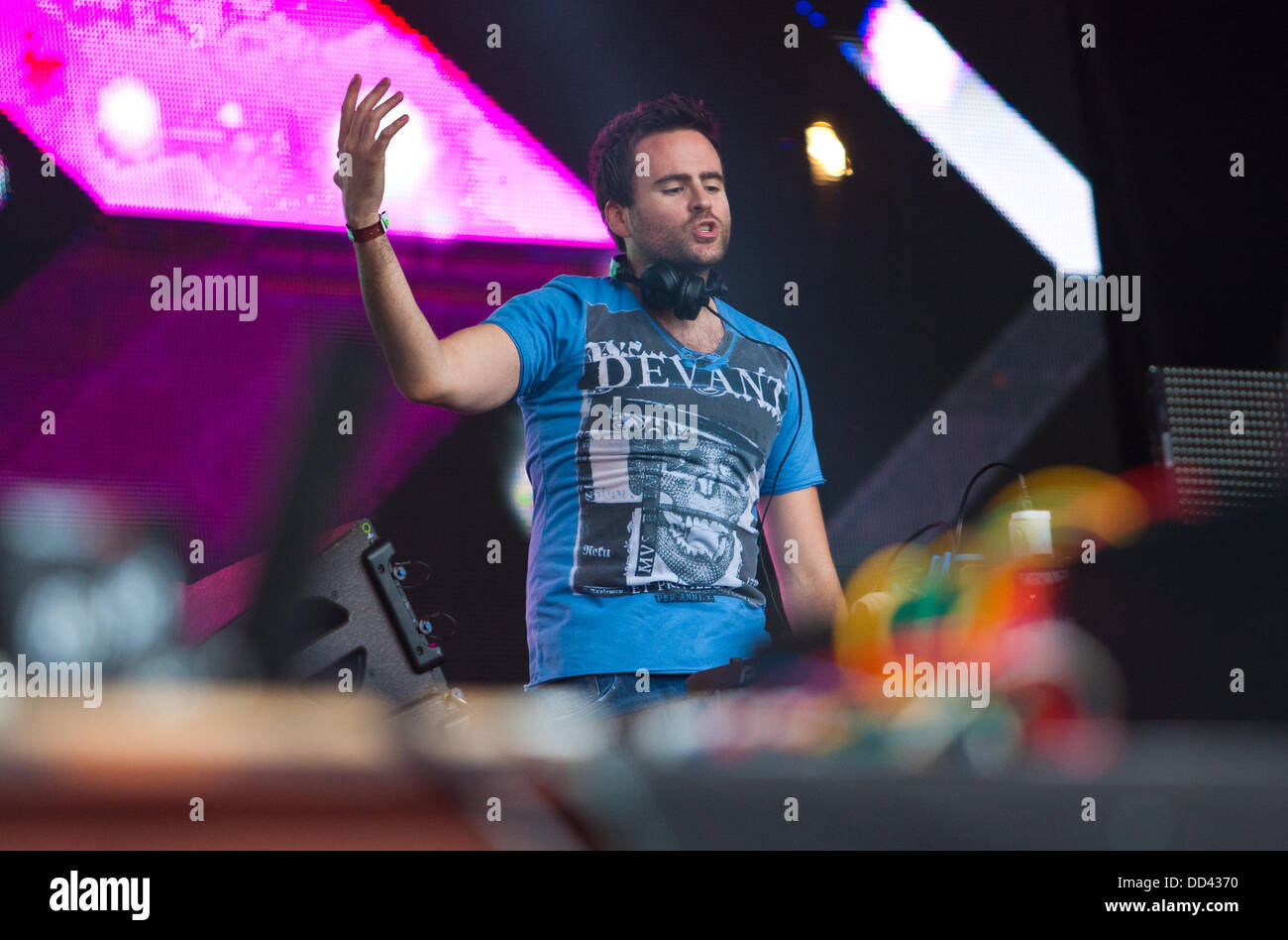 London, UK. 24th Aug, 2013. UK DJ Gareth Emery pictured performing ...