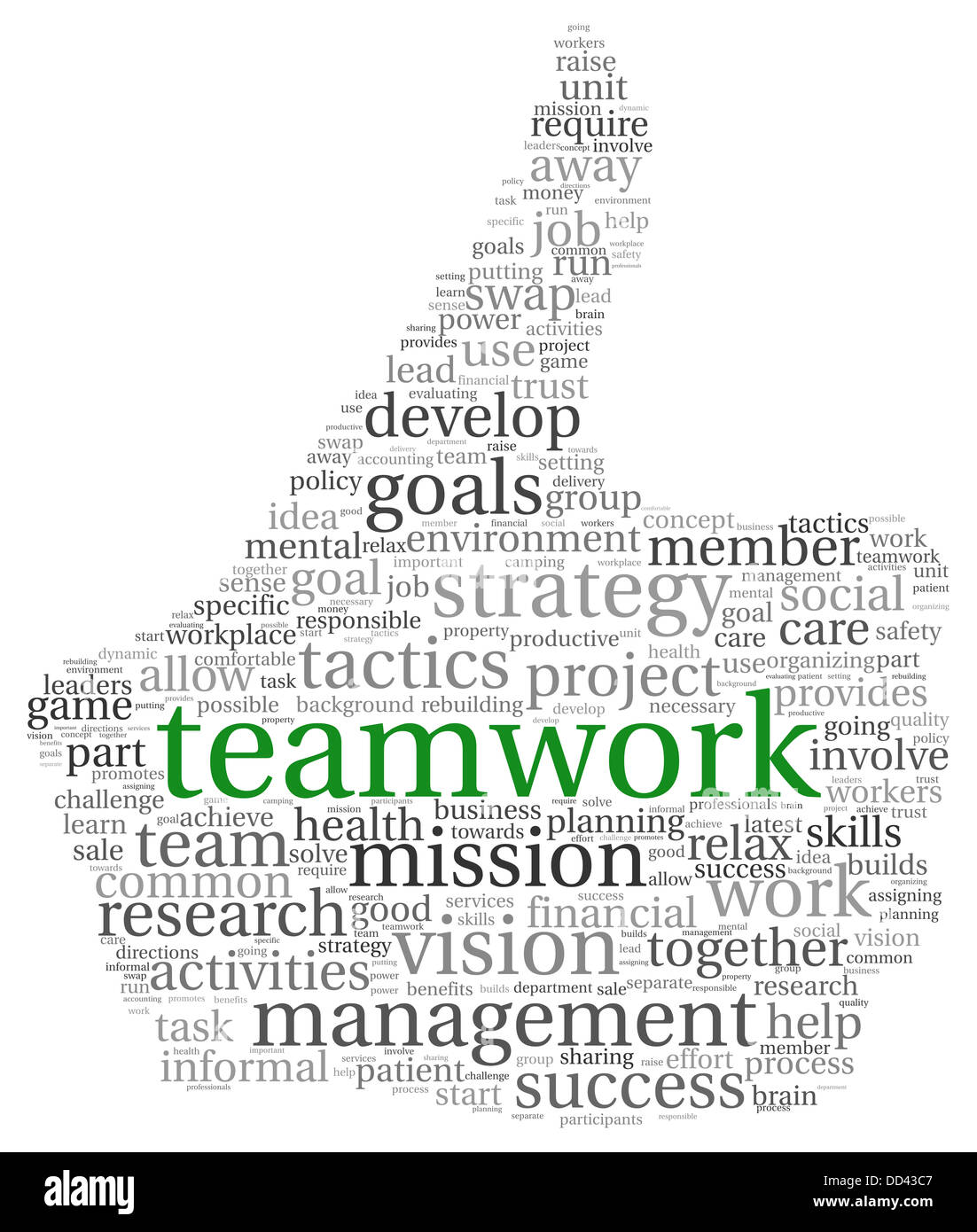 Teamwork concept in word tag cloud of head shape Stock Photo - Alamy