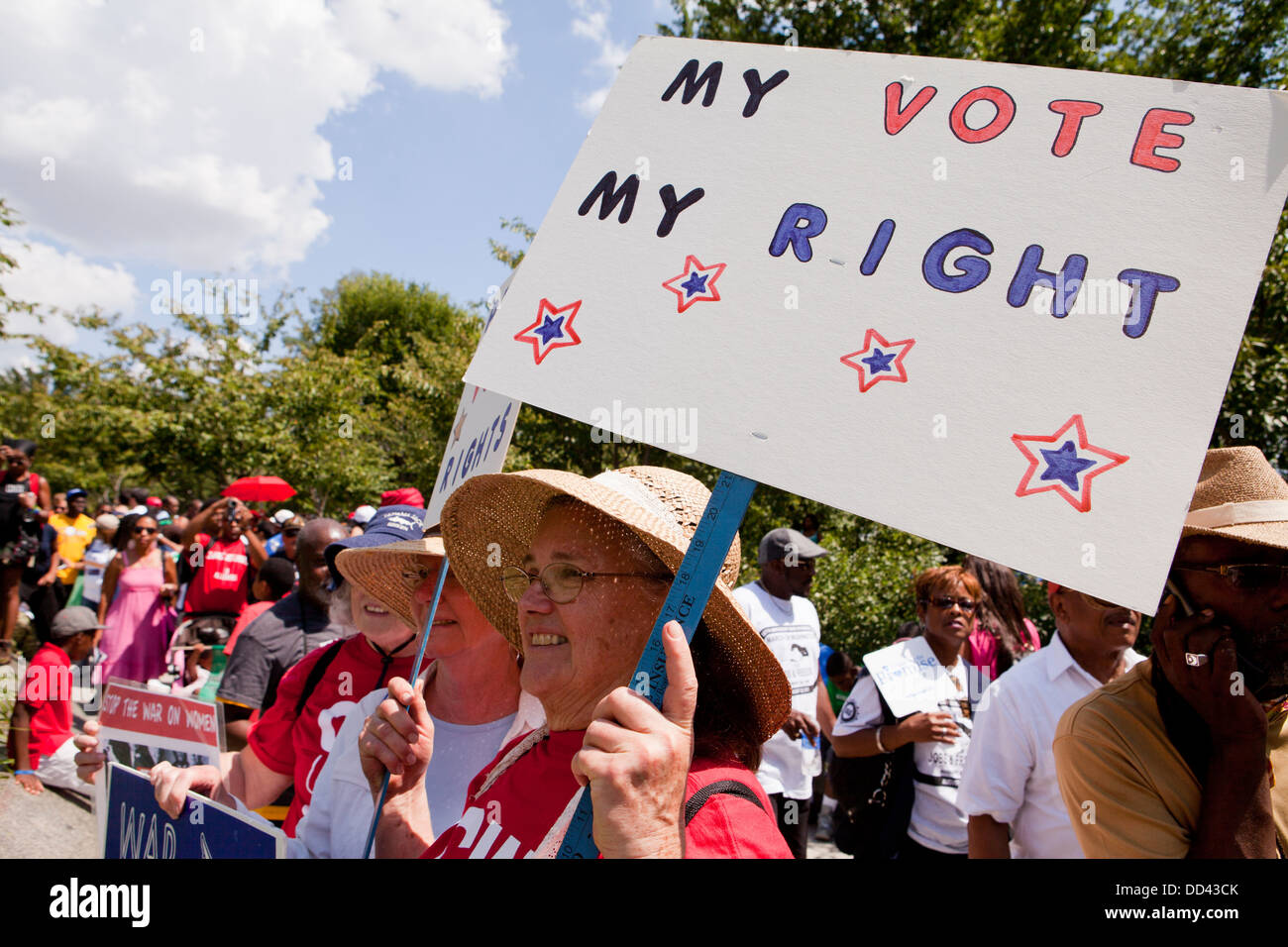 Woman holding My Vote My Right sign - USA Stock Photo - Alamy