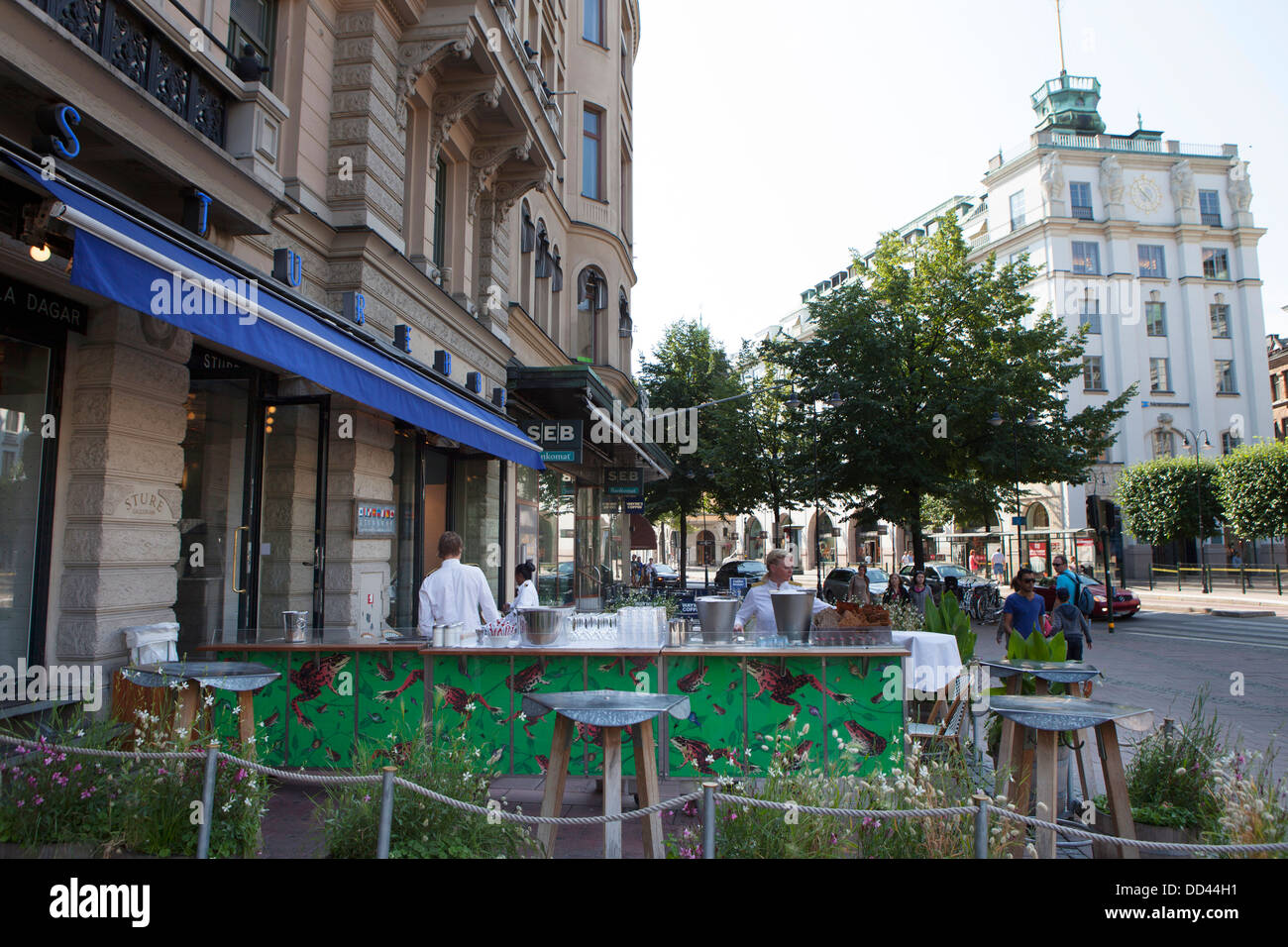 Cafe on the main street of Stockholm, capital of Sweden, Scandinavian ...
