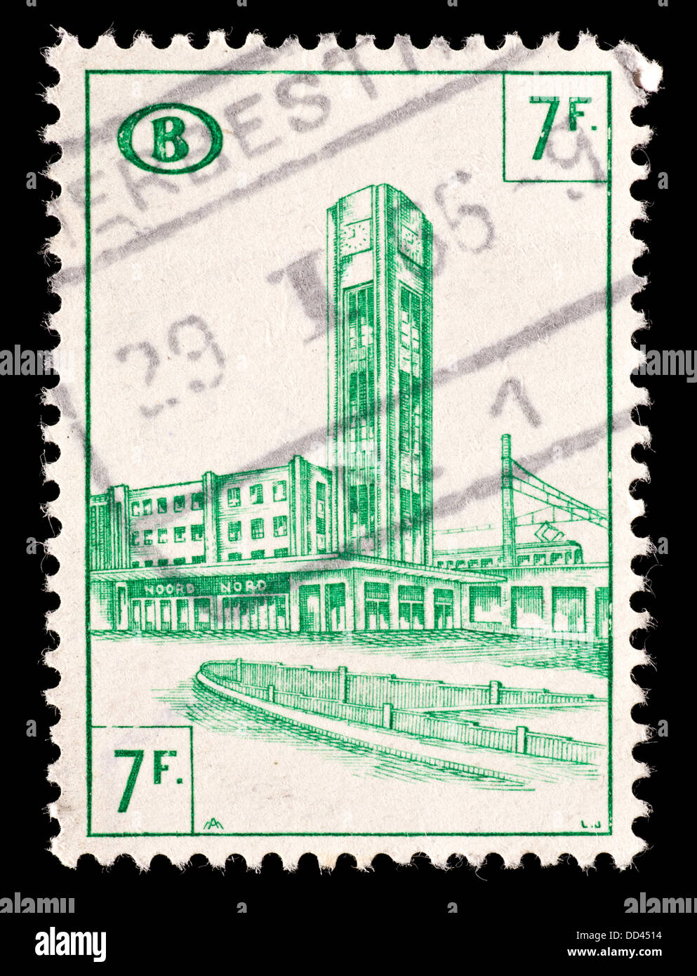 Parcel Postage stamp from Belgium depicting the new north railroad ...