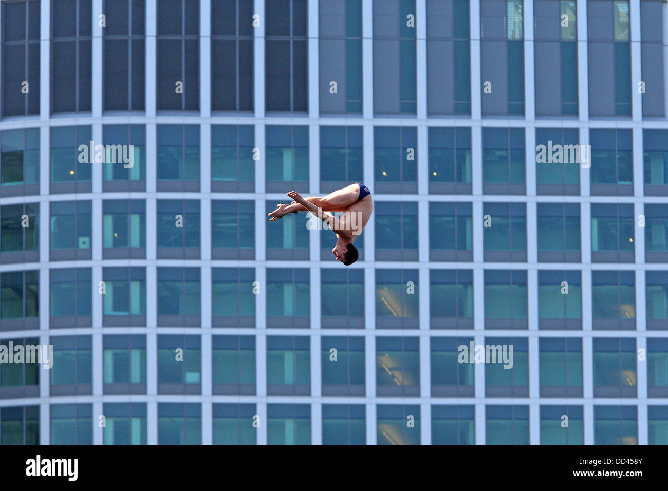 Boston, Massachusetts, USA. 25th Aug, 2013. Cliff Divers compete during ...