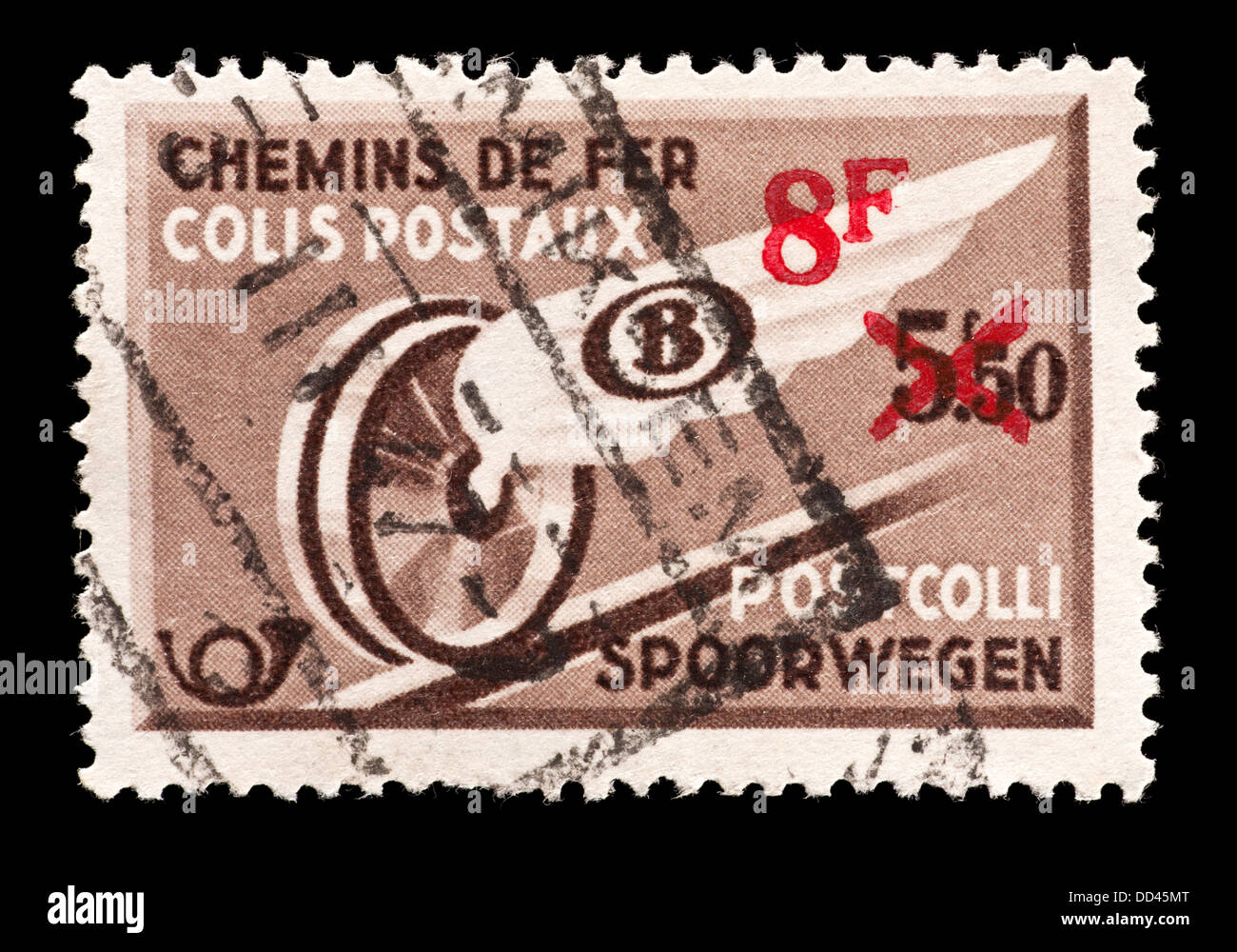 Postage stamp from Belgium depicting a winged wheel Stock Photo - Alamy