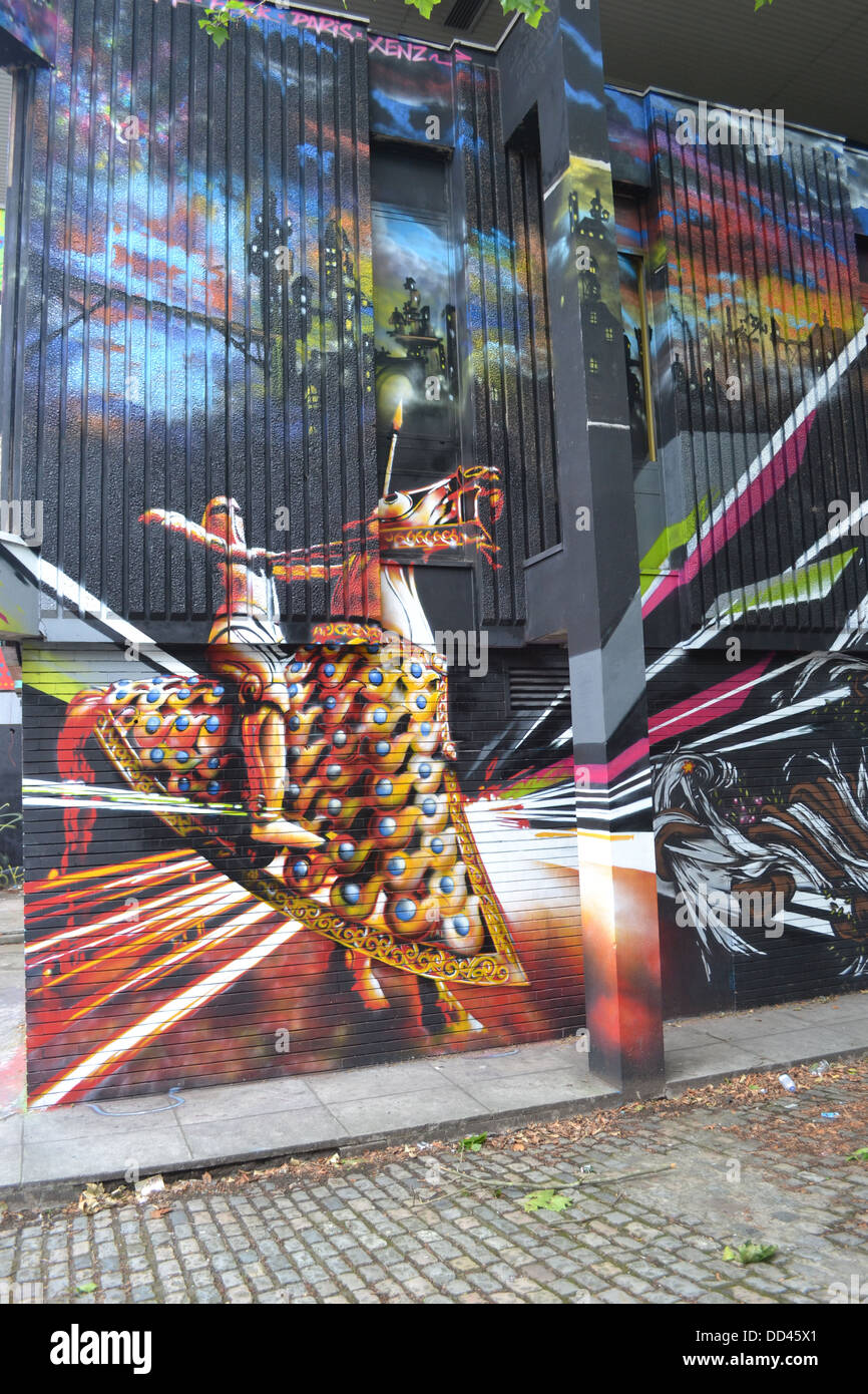 Street Art, fantasy knight on horseback on Nelson Street in Bristol ...