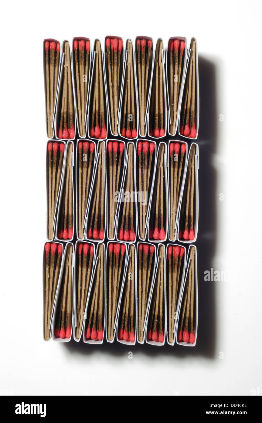 Packs of matches together forming a unique pattern. Rectangular shape ...