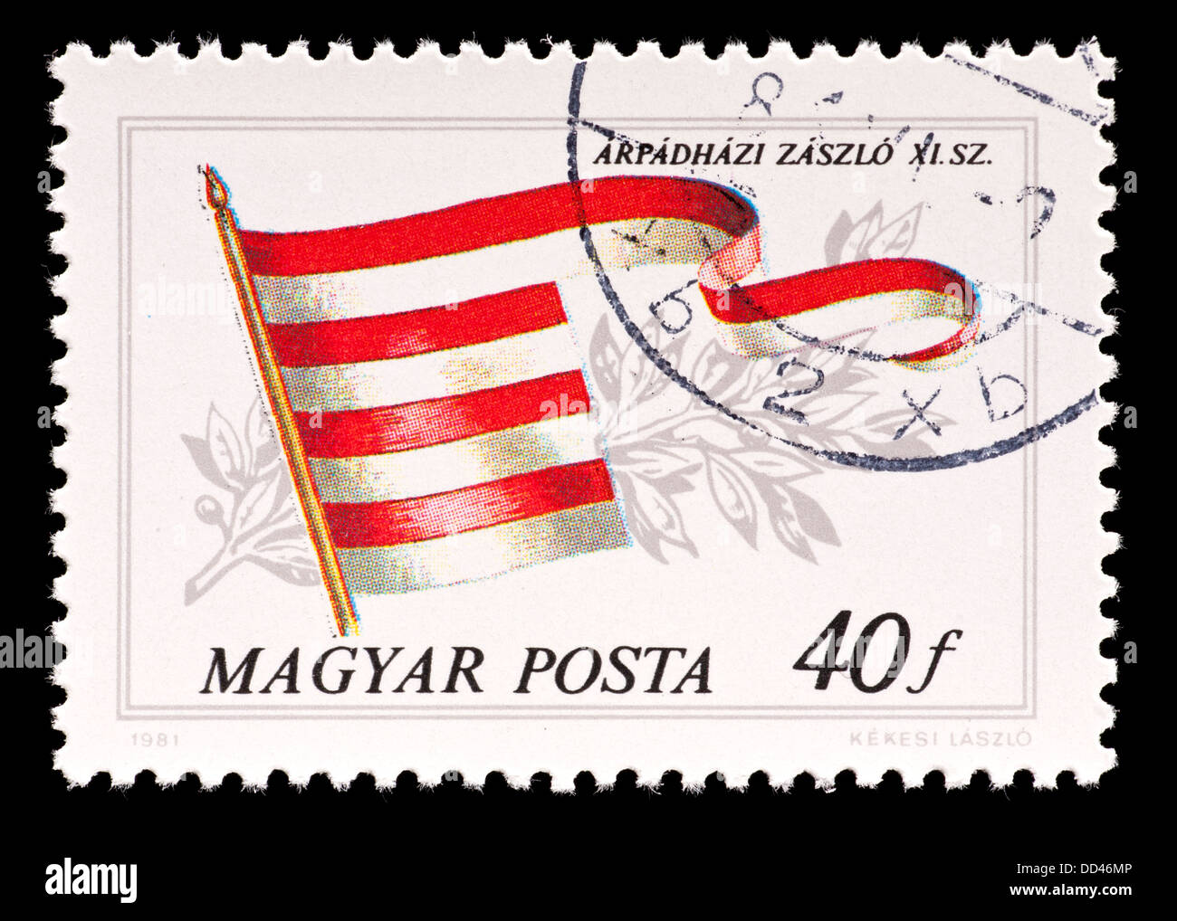 Postage stamp from Hungary depicting the flag of house Arpad Stock ...