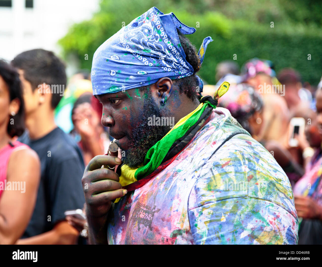 Performers in bright and colourful costumes at the Notting Hill ...