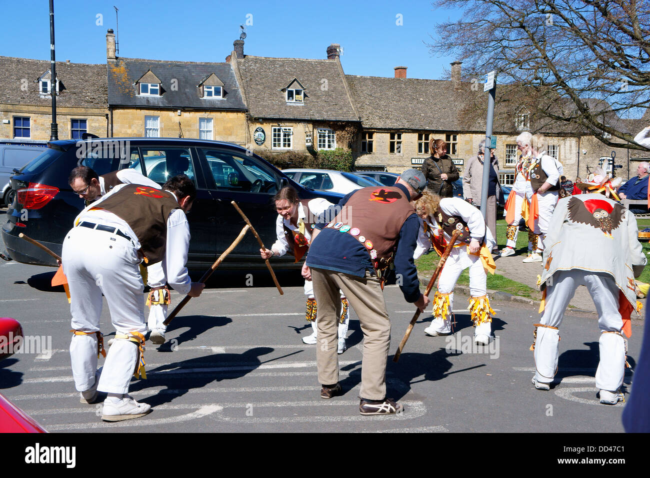 May Day Morris Dancing in the market town of Stow-on-the-Wold in the ...
