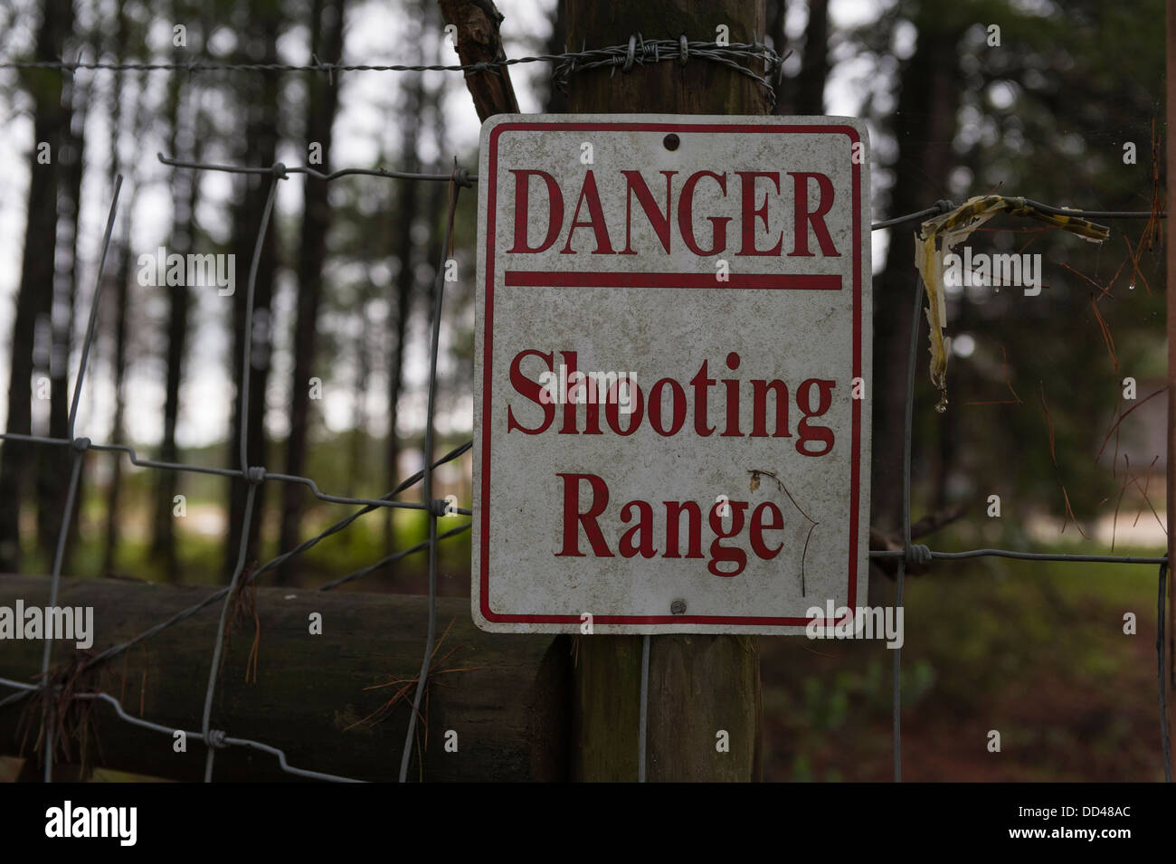 Danger sign posted at the Ocala, Florida National Forest Shooting Range ...