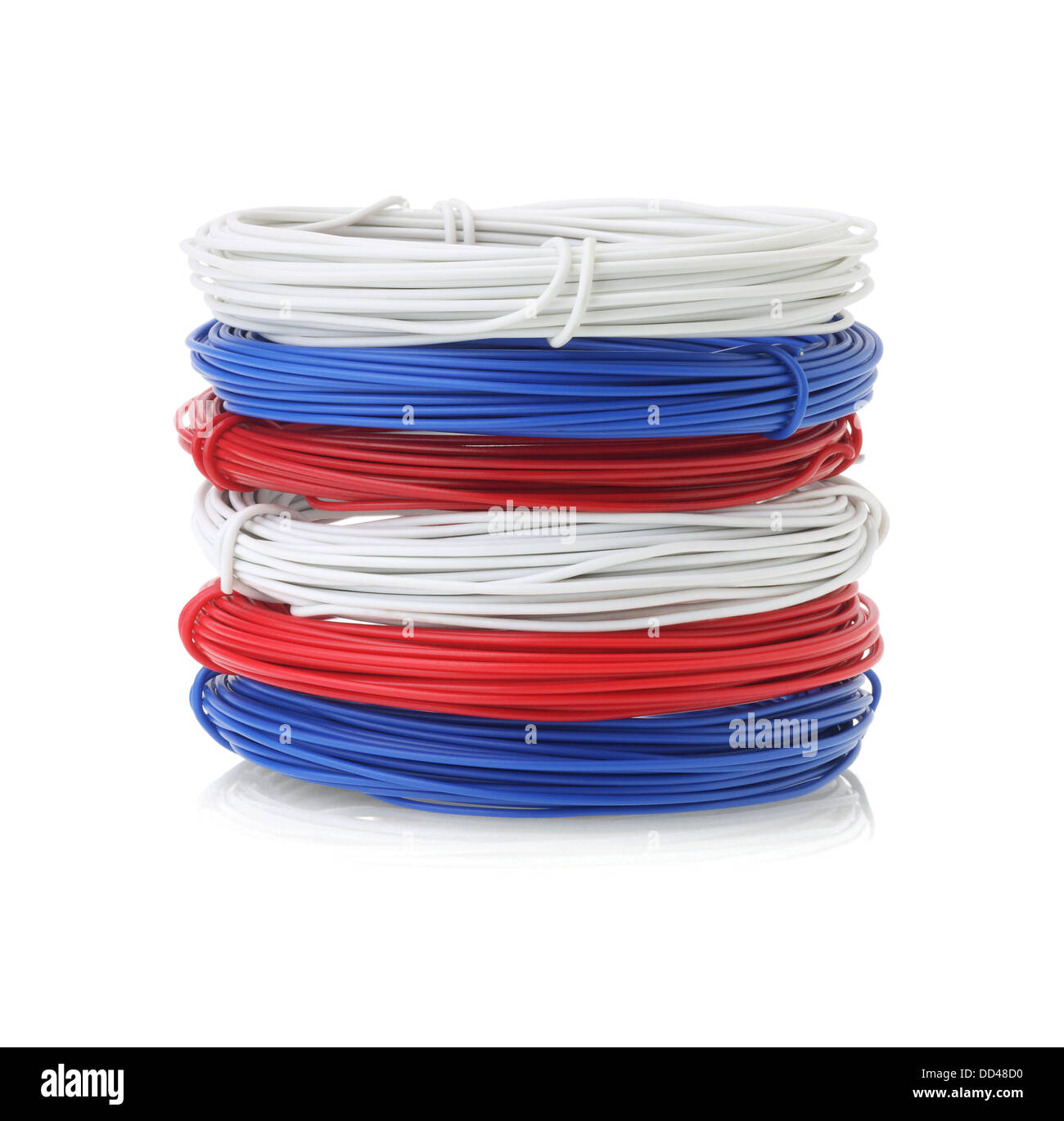 Stack Of Color Wire Coils On White Background Stock Photo - Alamy