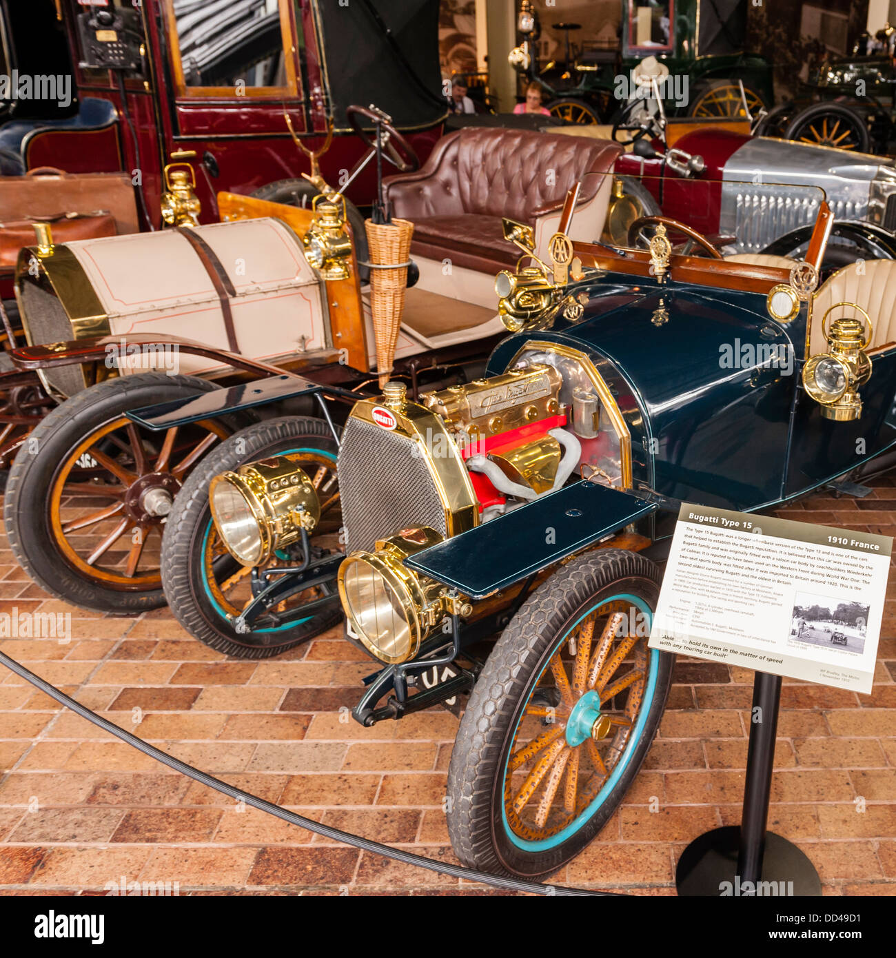 A 1910 Bugatti Type 15 car Inside the National Motor Museum at Beaulieu ...