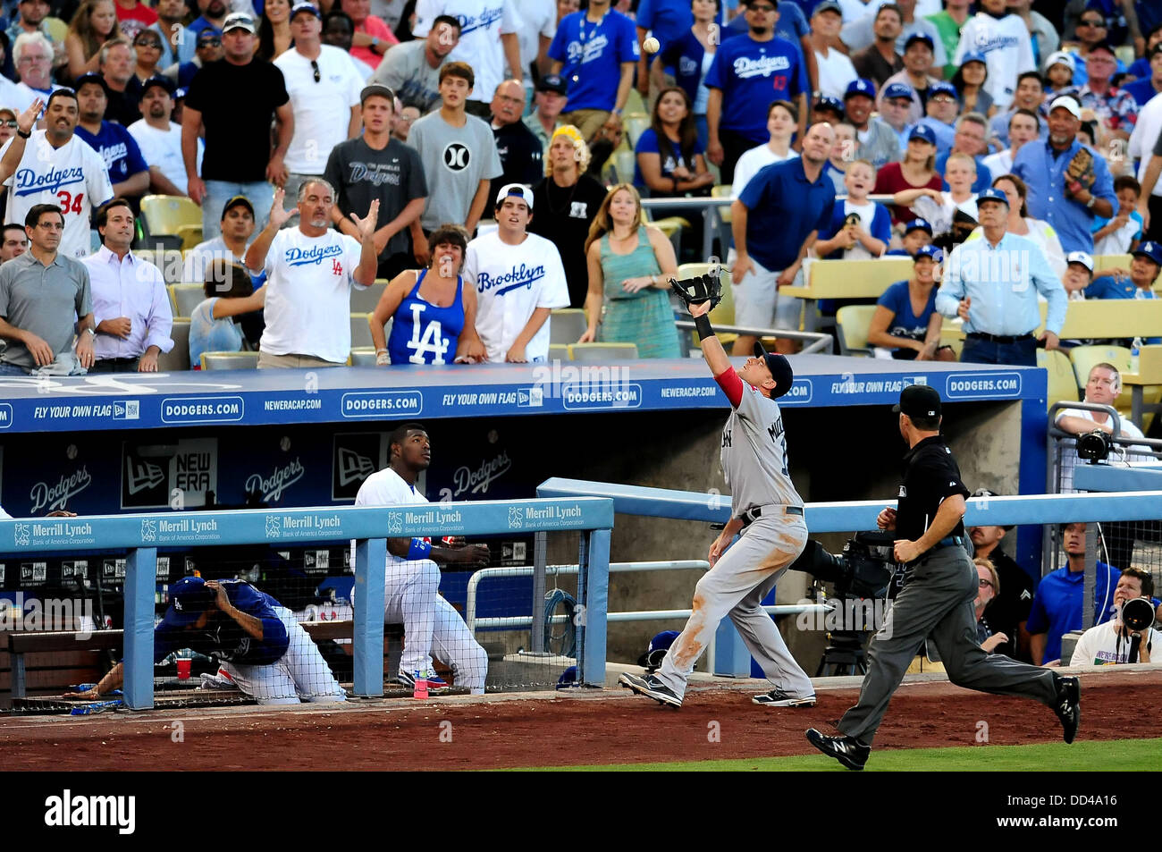 Los Angeles, CA, USA. 25th Aug, 2013. Boston Red Sox third baseman Will ...