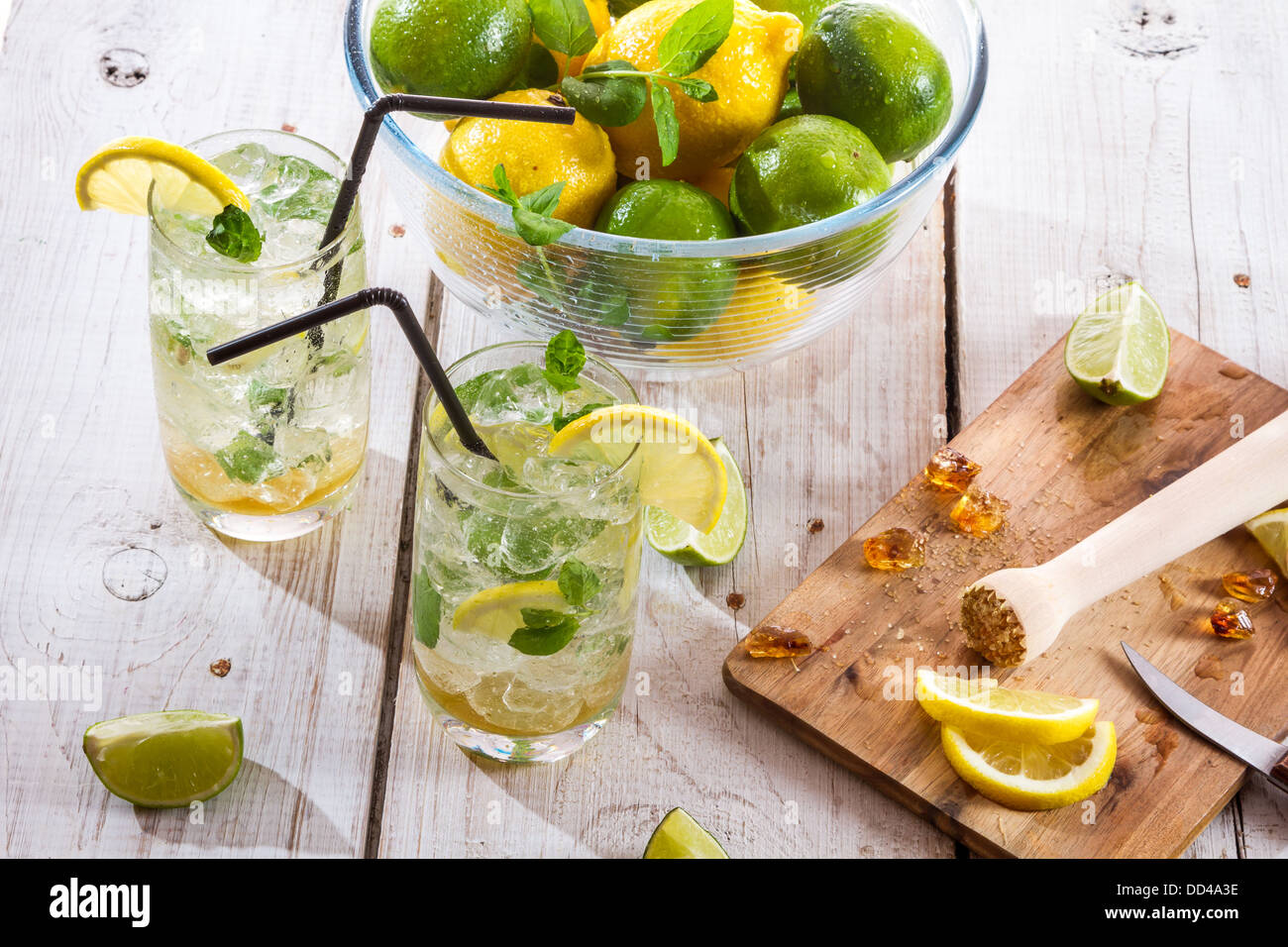 Cold drink with fresh citrus fruit Stock Photo - Alamy