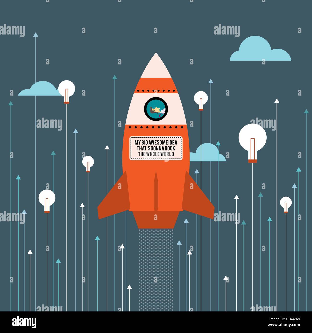 Vector illustration of big idea business innovation rocket Stock Photo - Alamy