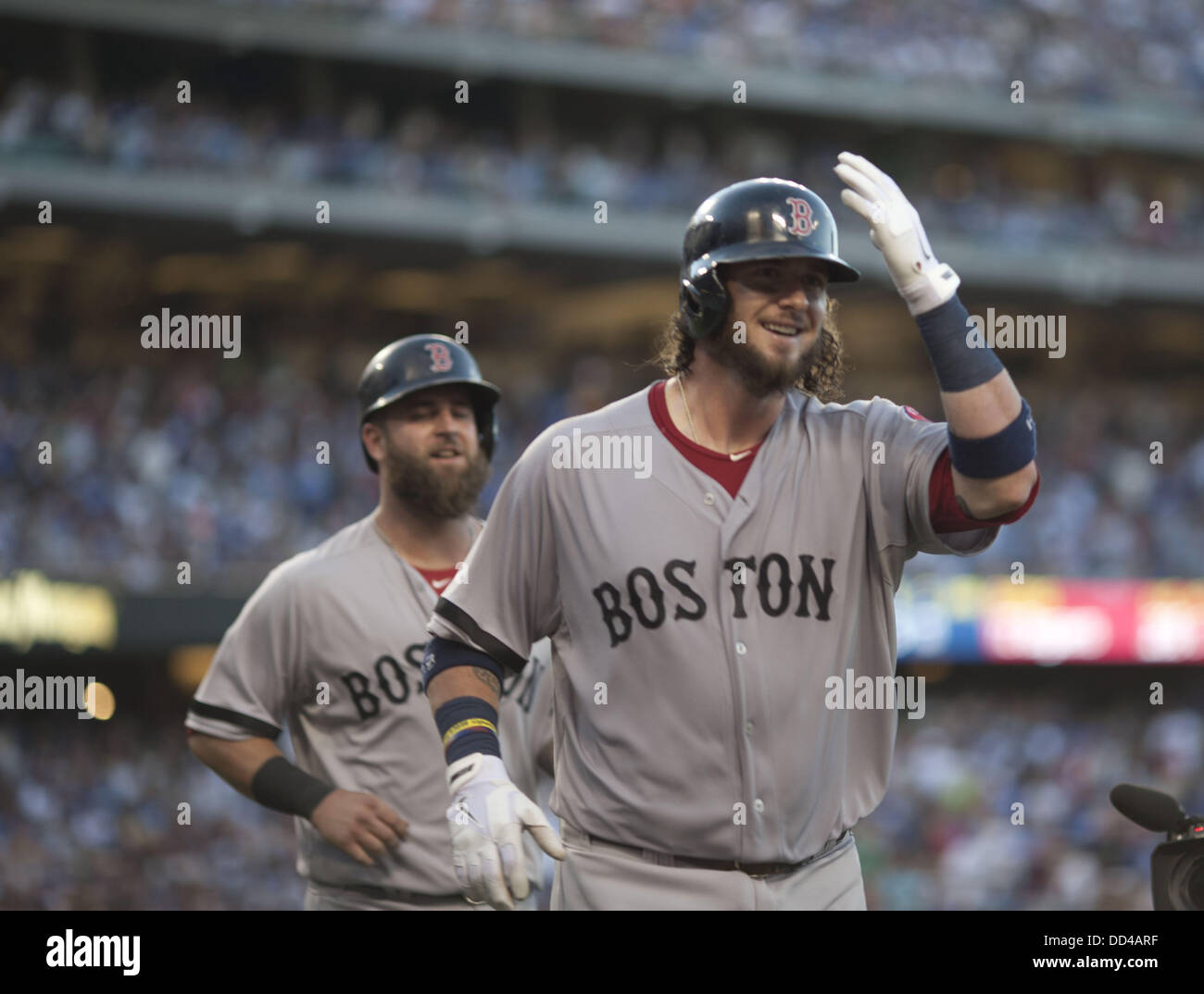 Los Angeles, CALIFORNIA, USA. 25th Aug, 2013. Jarrod Saltalamacchia #39 ...