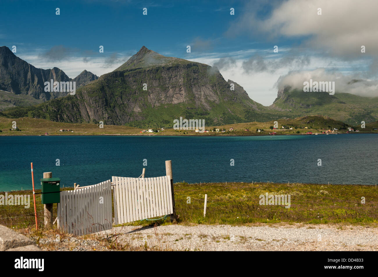 White gate at Lofoten Islands, Norway Stock Photo - Alamy