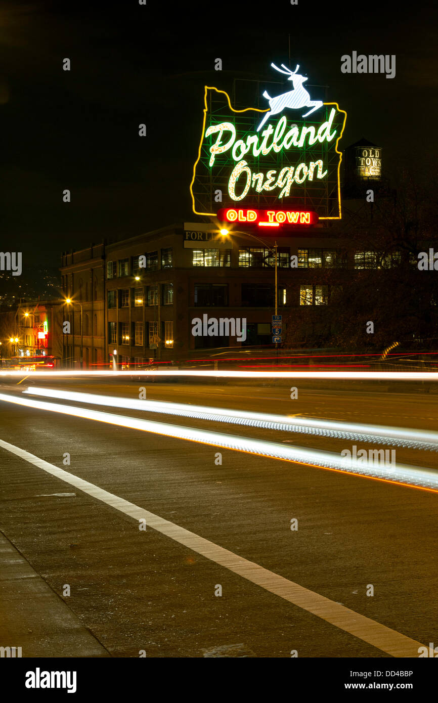 City Lights in Portland Oregon Stock Photo - Alamy