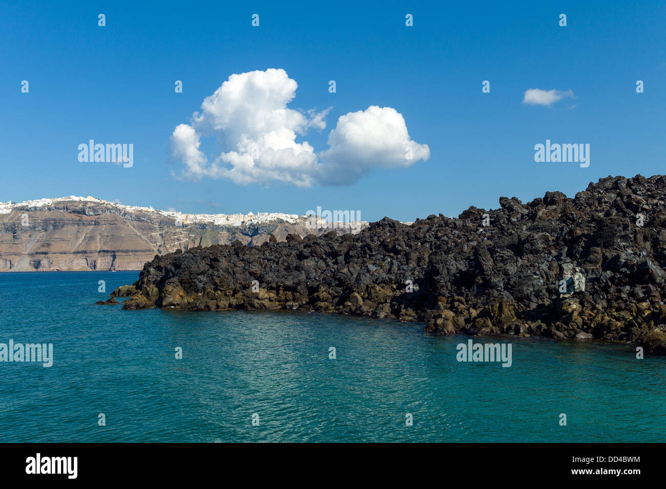 Greece, Santorini, the volcanic rocks of Kameni island in the Caldera ...