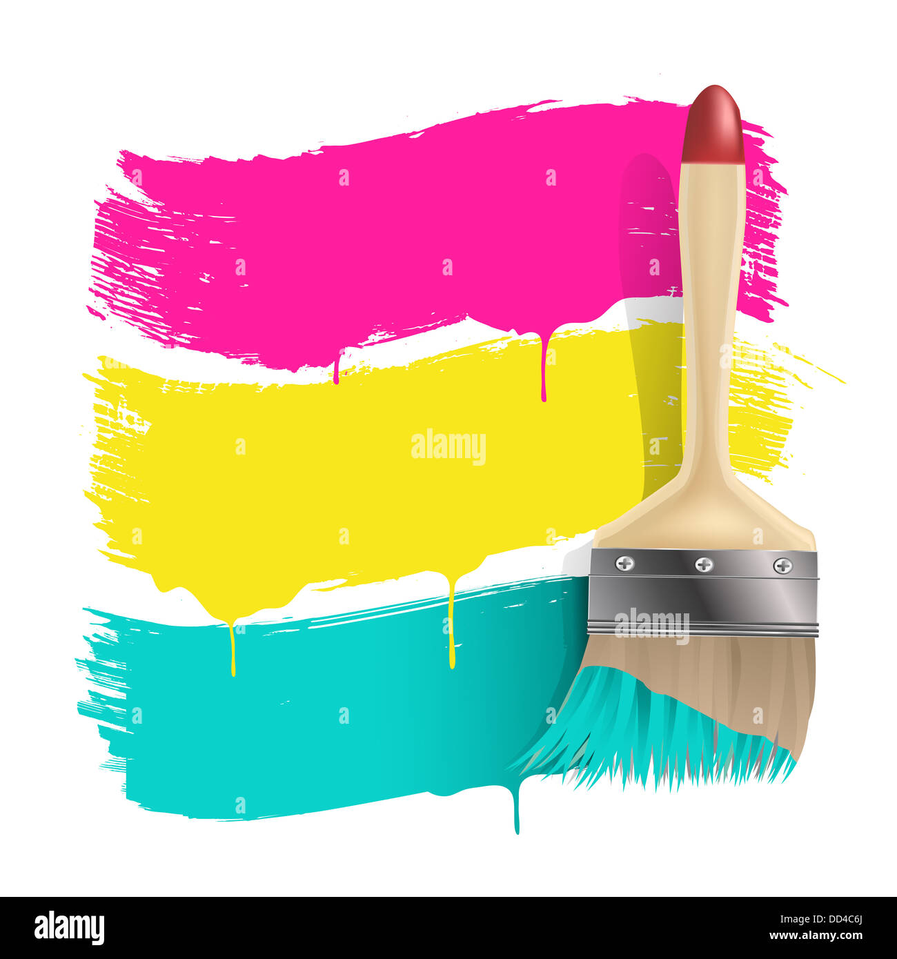 paint brush with color banners Stock Photo - Alamy