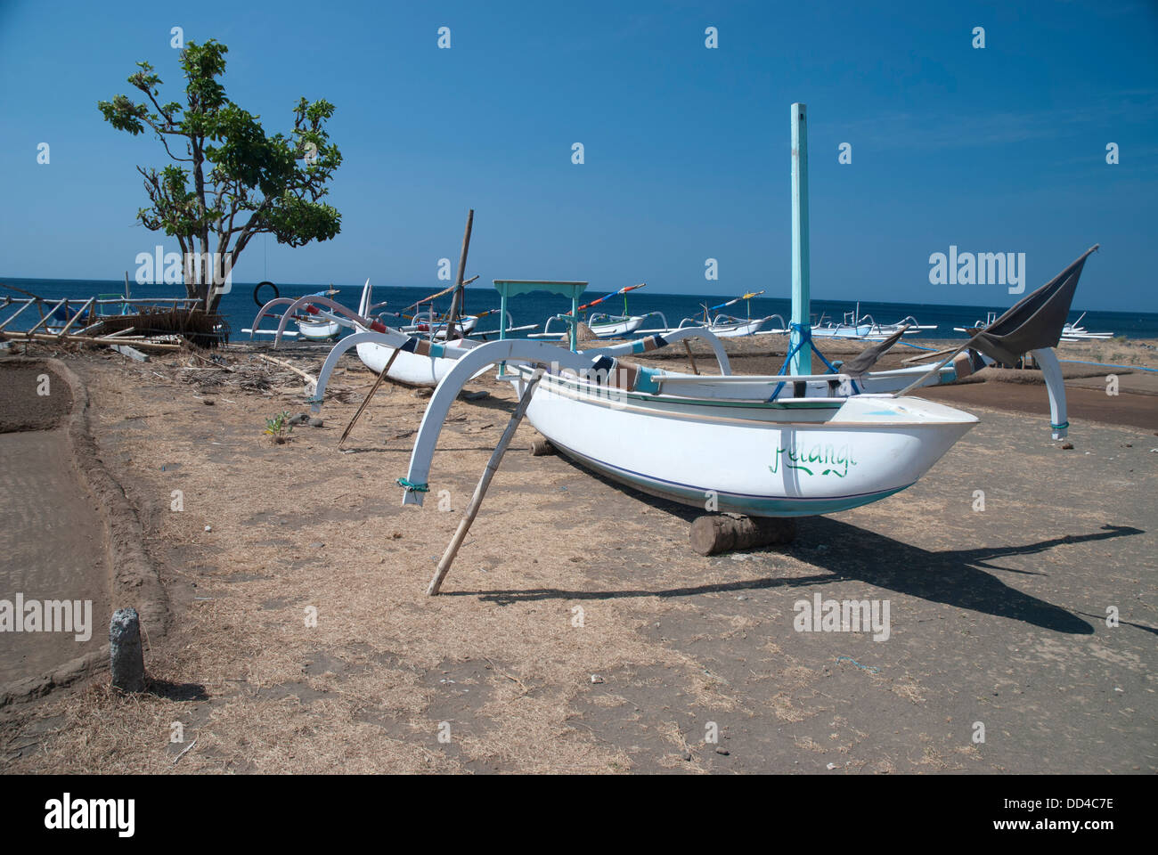 Jukung is the traditional boat in Bali, Indonesia. Two Jukung on the ...