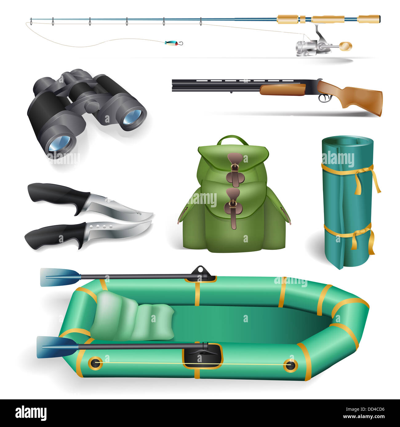 fishing and hunting objects Stock Photo - Alamy