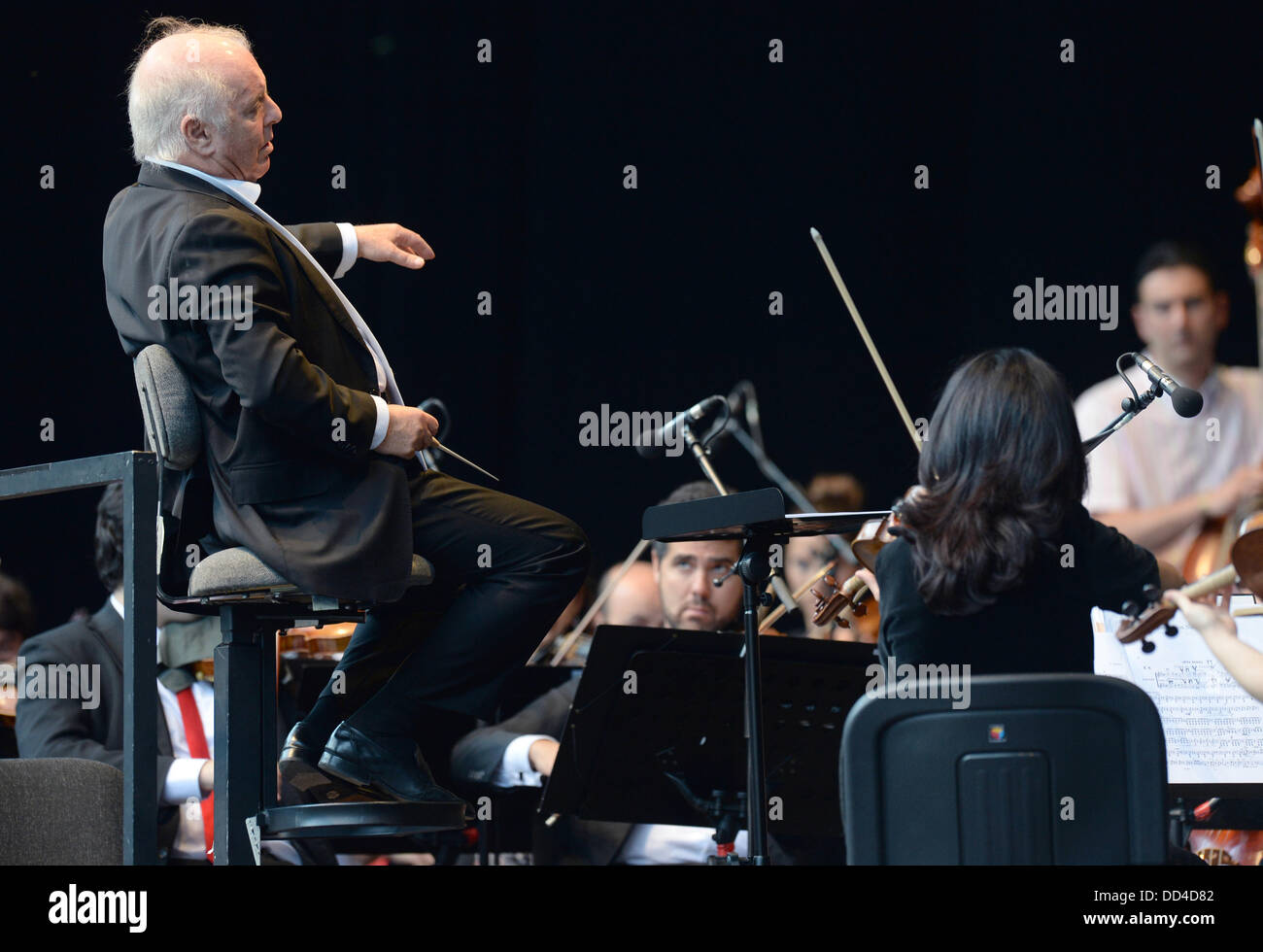 Israeli conductor, Daniel Barenboim performs with the West-Eastern ...